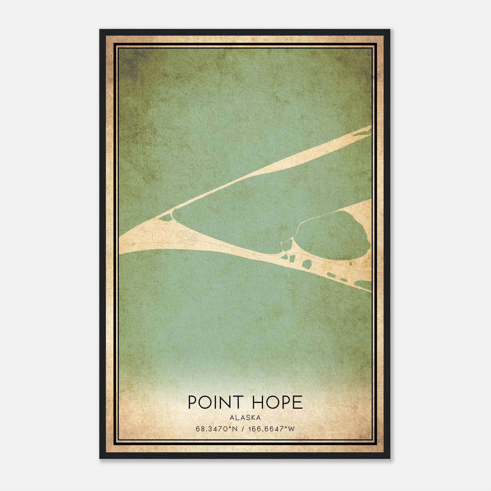 Vintage Point Hope Alaska Map Poster, Point Hope AK City Road Wall Art ...