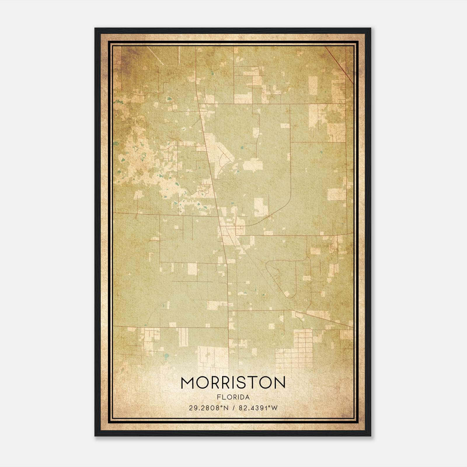 Vintage Morriston Florida Map Poster, Morriston FL City Road Wall Art ...