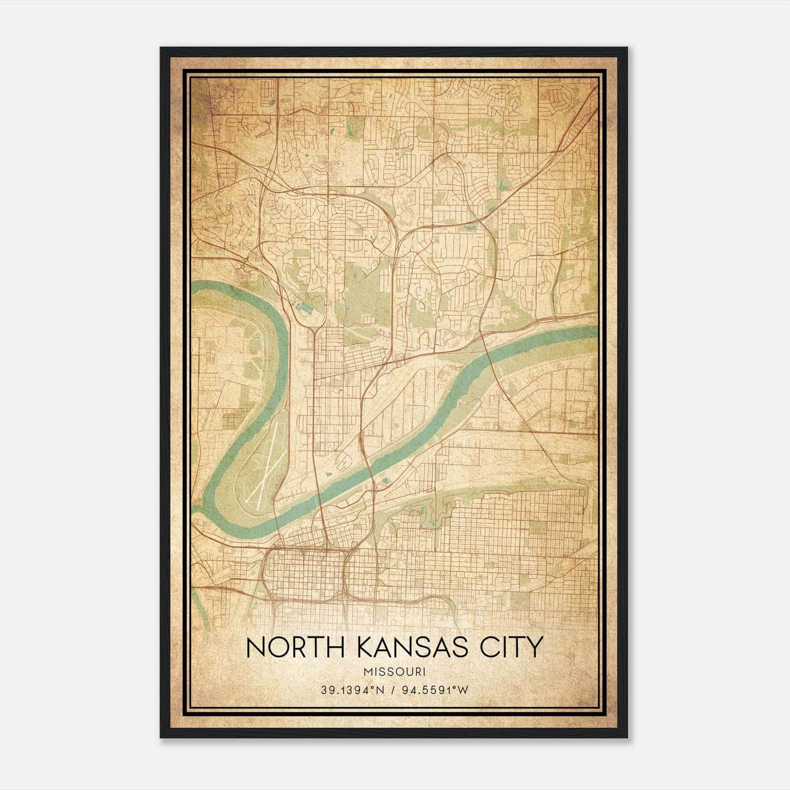 Vintage North Kansas City Missouri Map Poster, North Kansas City MO ...