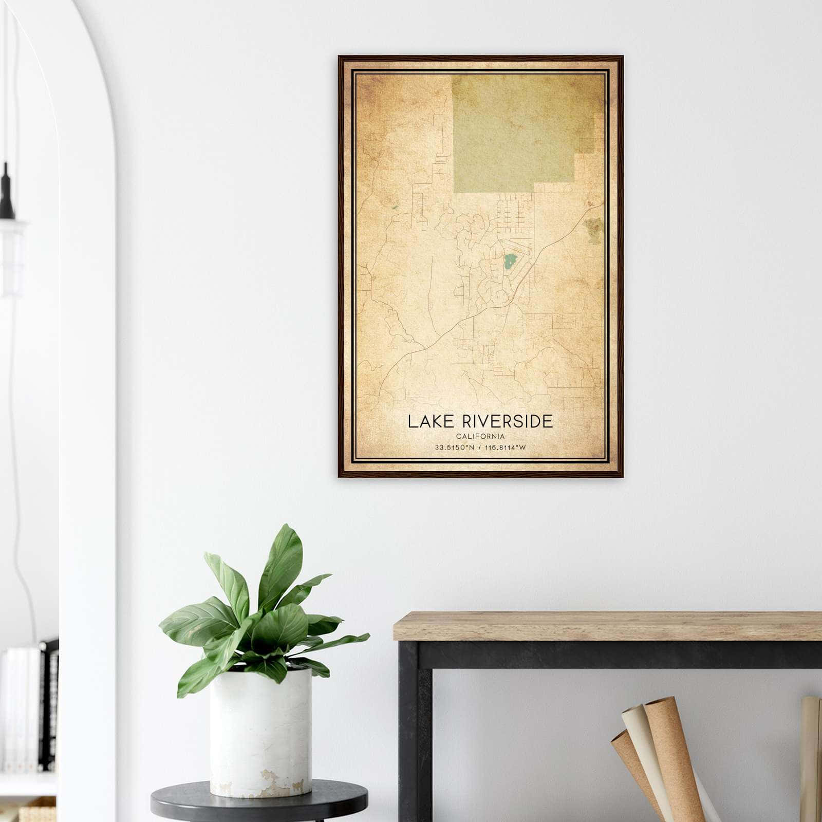 Vintage Lake Riverside California Map Poster, Lake Riverside CA City ...