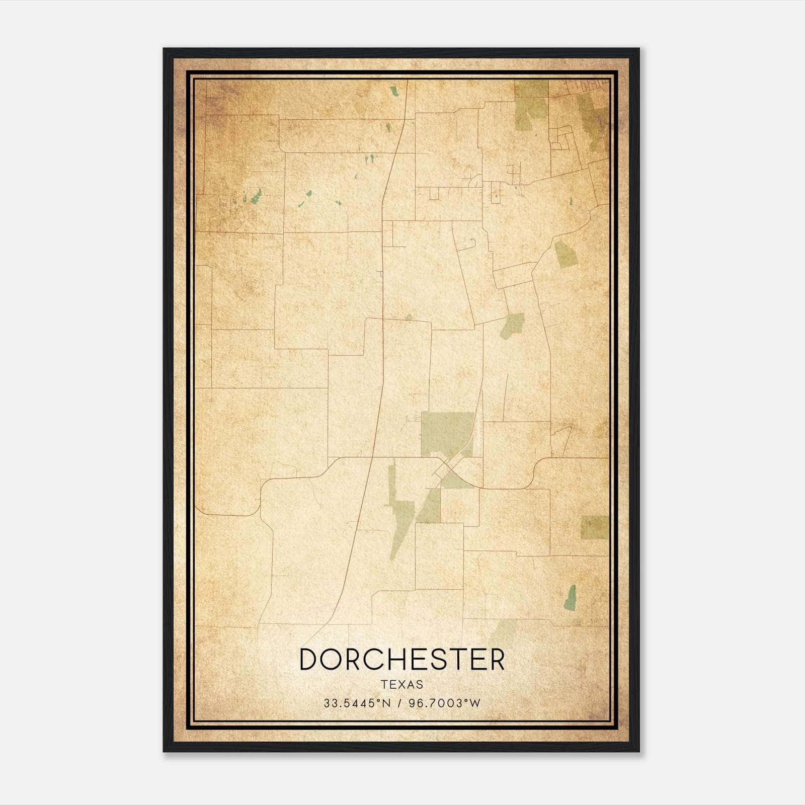 Vintage Dorchester Texas Map Poster, Dorchester TX City Road Wall Art ...