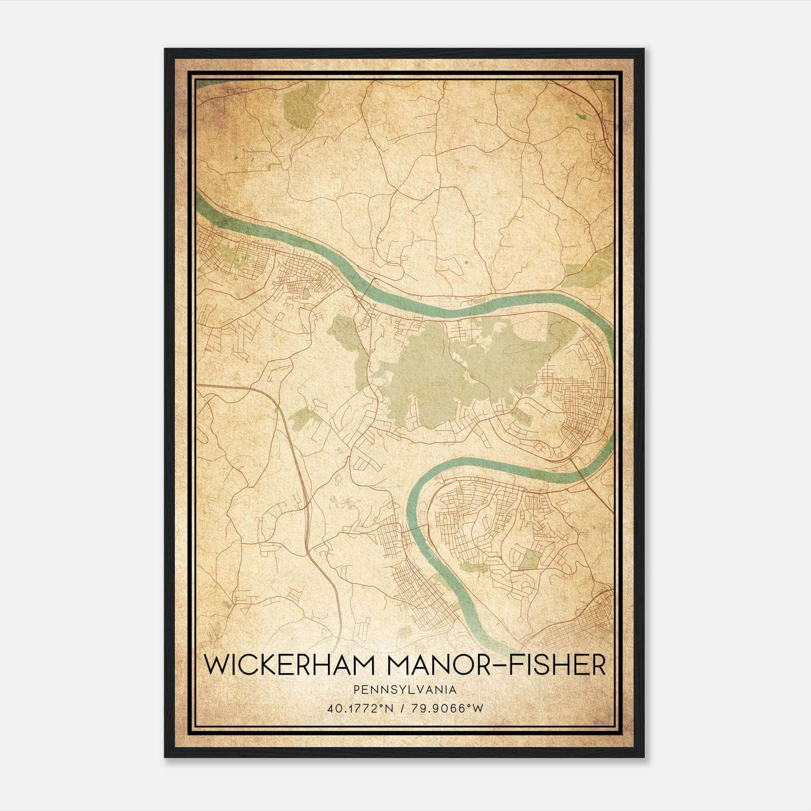 Vintage Wickerham Manor-Fisher Pennsylvania Map Poster, Wickerham Manor ...