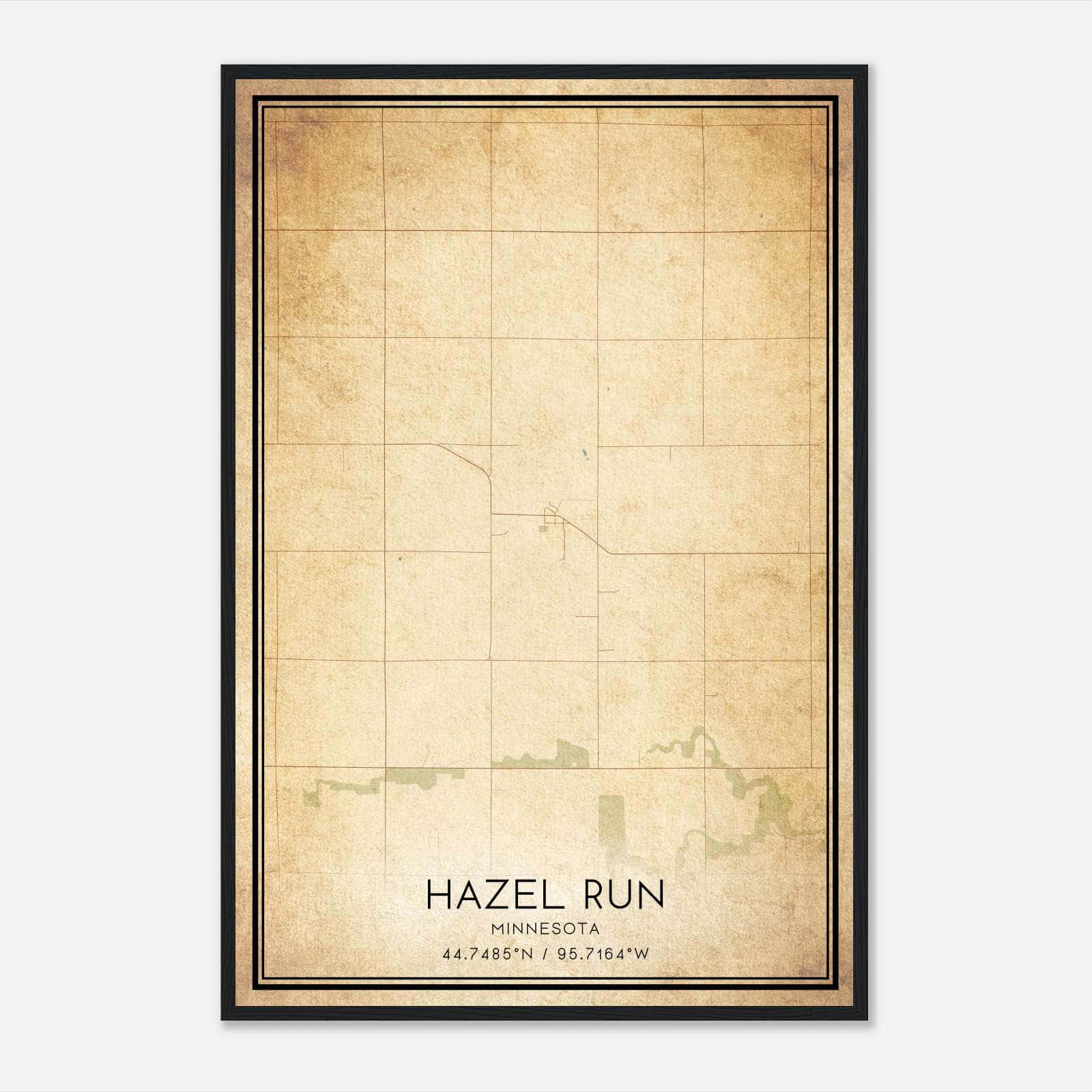 Vintage Hazel Run Minnesota Map Poster, Hazel Run MN City Road Wall Art ...
