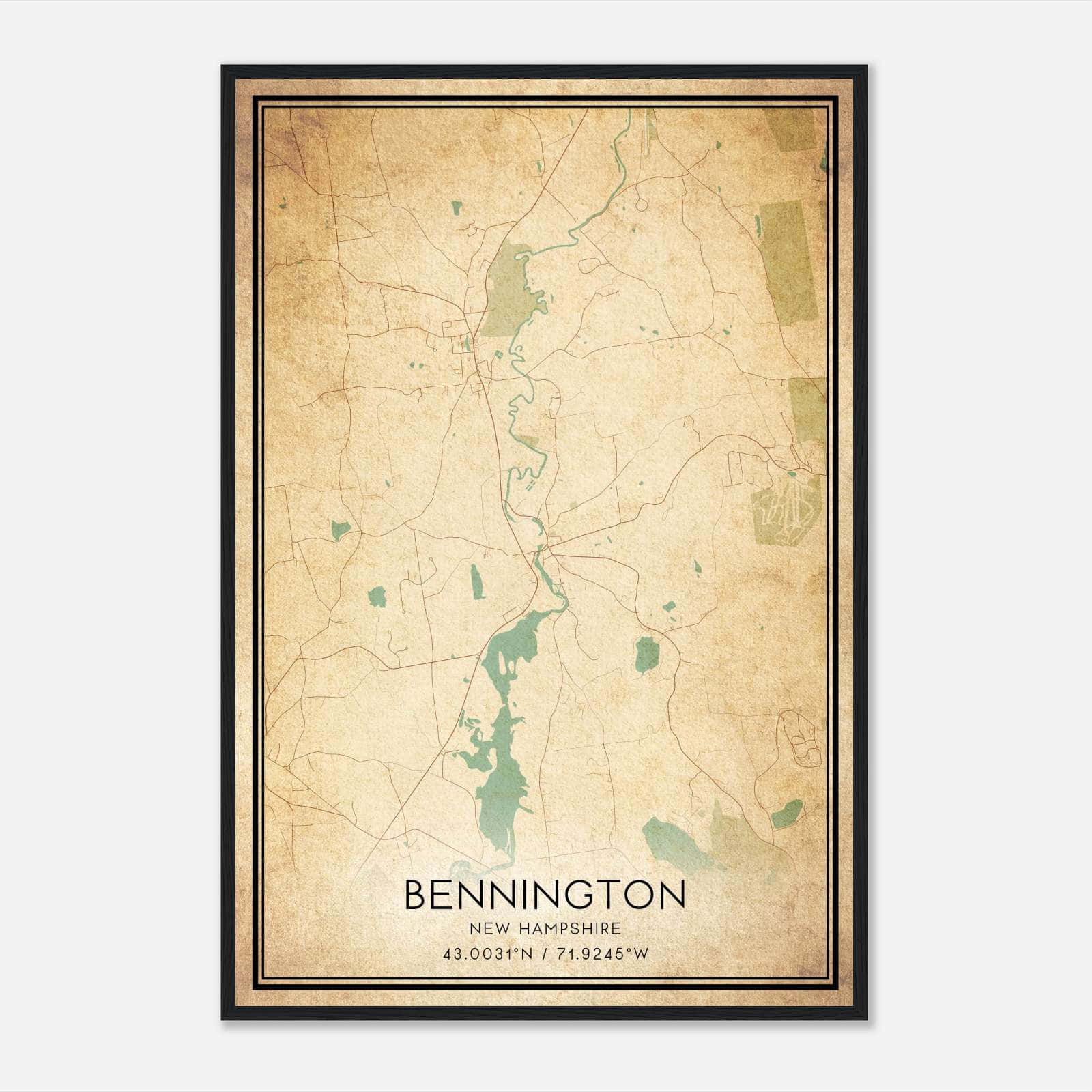 Vintage Bennington New Hampshire Map Poster, Bennington NH City Road ... Vintage Bennington New Hampshire Map Poster, Bennington NH City Road ...