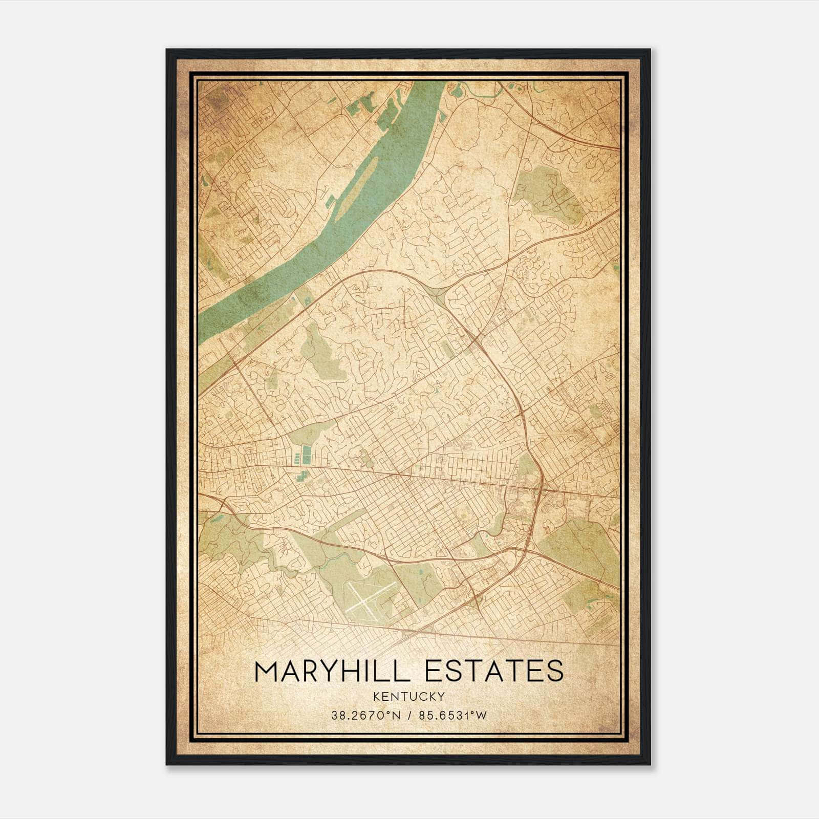 Vintage Maryhill Estates Kentucky Map Poster, Maryhill Estates KY City ...