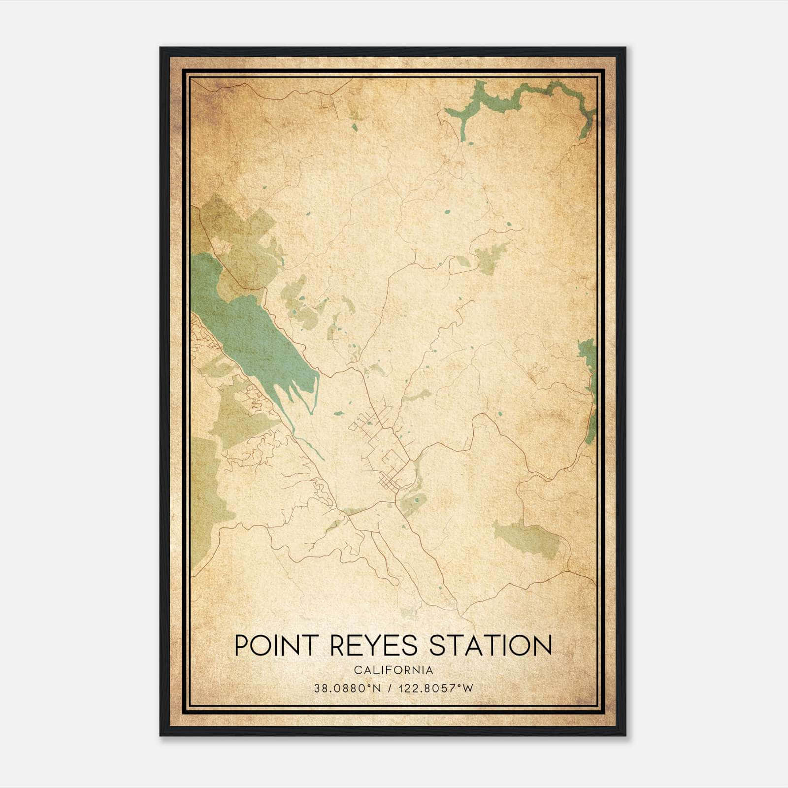 Vintage Point Reyes Station California Map Poster, Point Reyes Station ...
