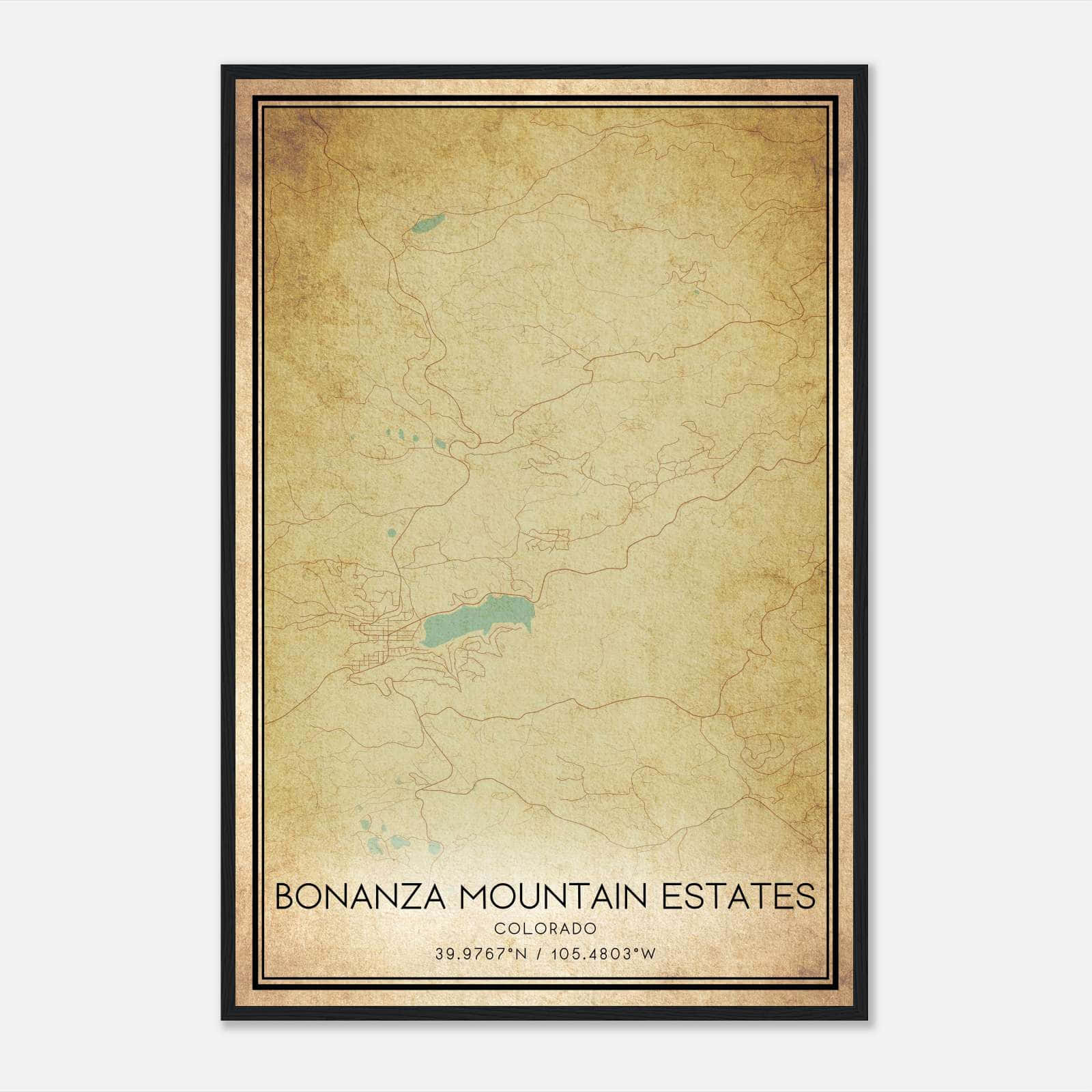 Vintage Bonanza Mountain Estates Colorado Map Poster, Bonanza Mountain ...