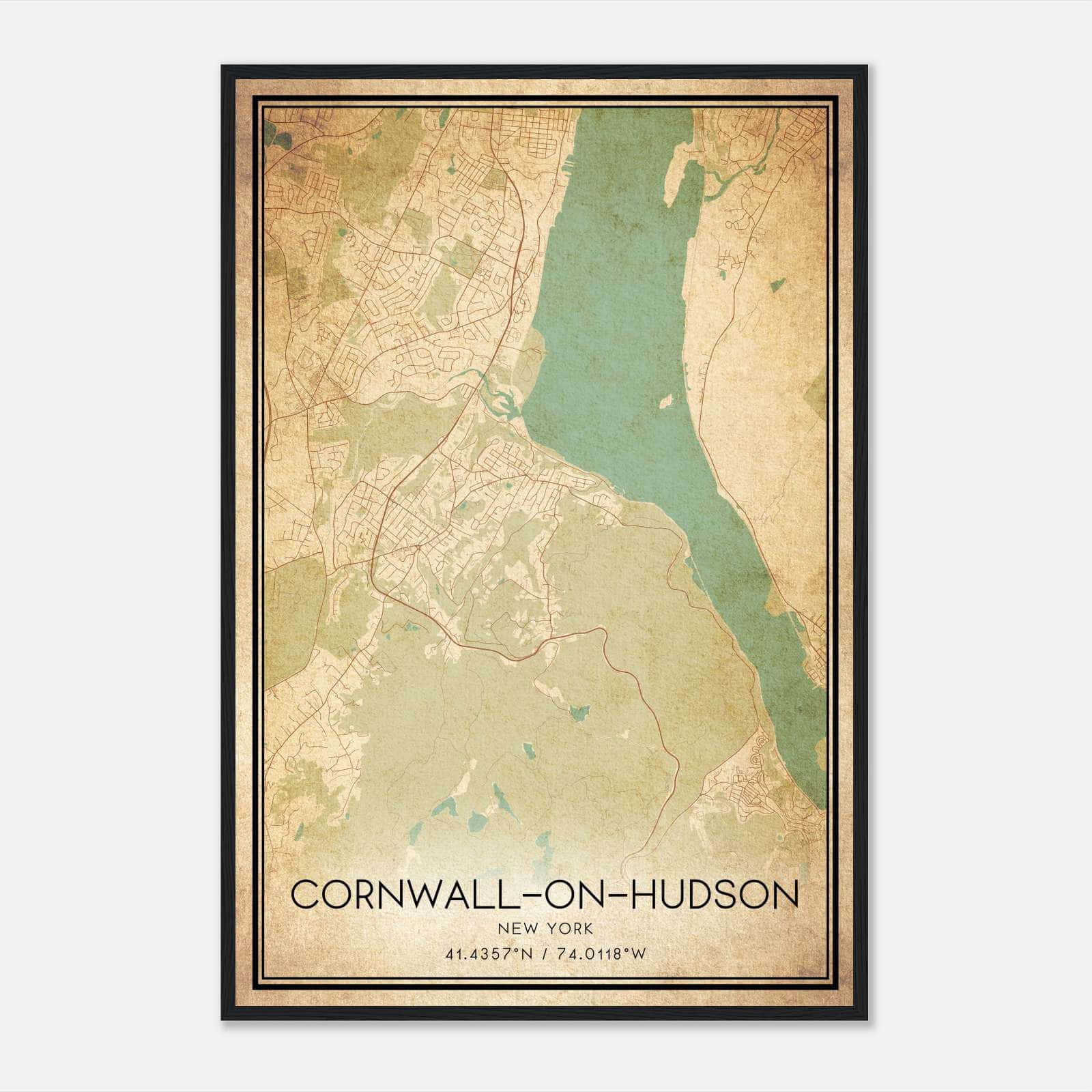 Vintage Cornwall-on-Hudson New York Map Poster, Cornwall-on-Hudson NY ...