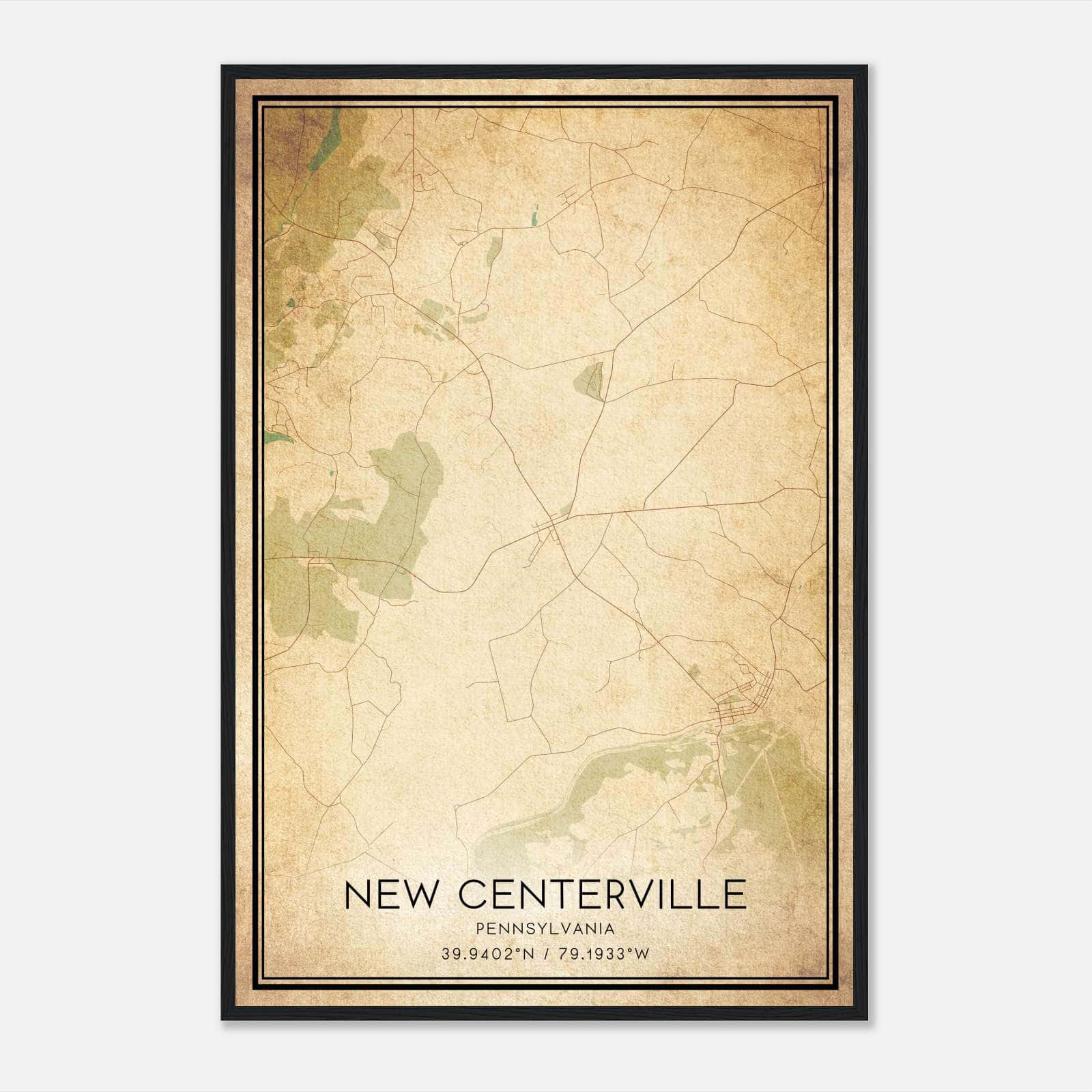 Vintage New Centerville Pennsylvania Map Poster, New Centerville PA ...