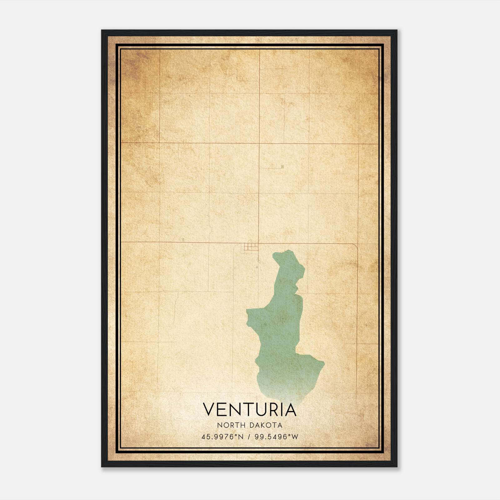 Vintage Venturia North Dakota Map Poster, Venturia ND City Road Wall ...
