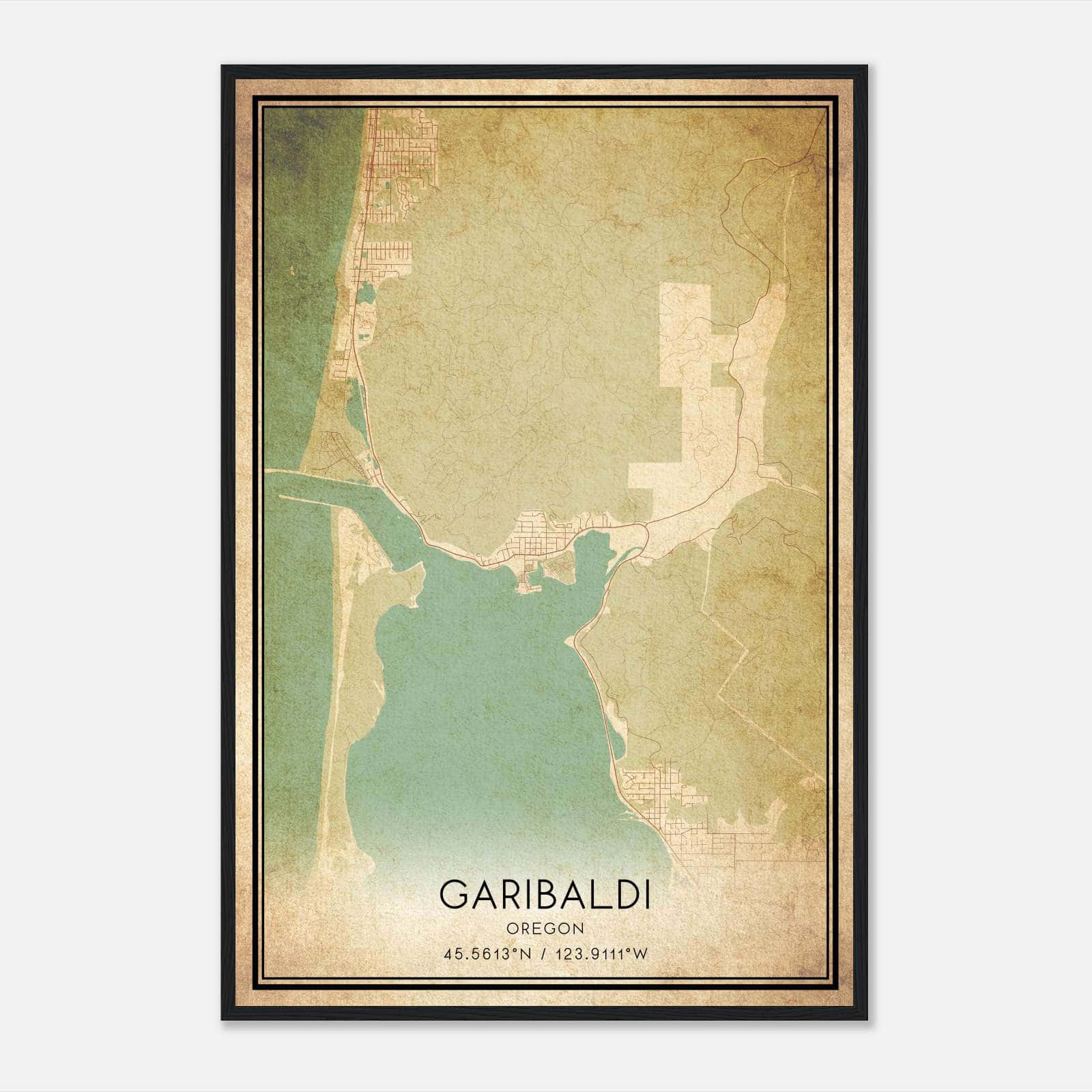 Vintage Garibaldi Oregon Map Poster, Garibaldi OR City Road Wall Art ...