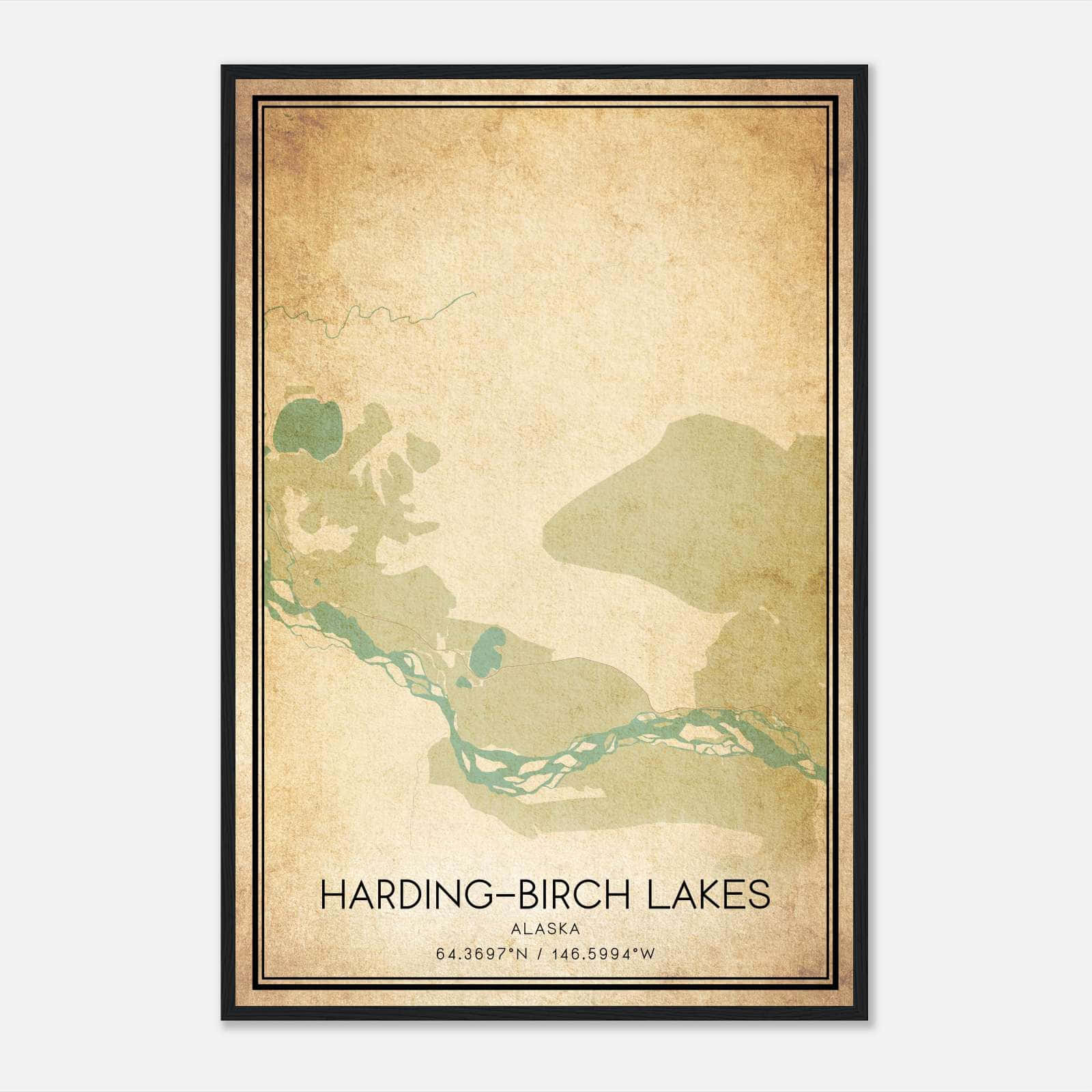 Vintage Harding-Birch Lakes Alaska Map Poster, Harding-Birch Lakes AK ...