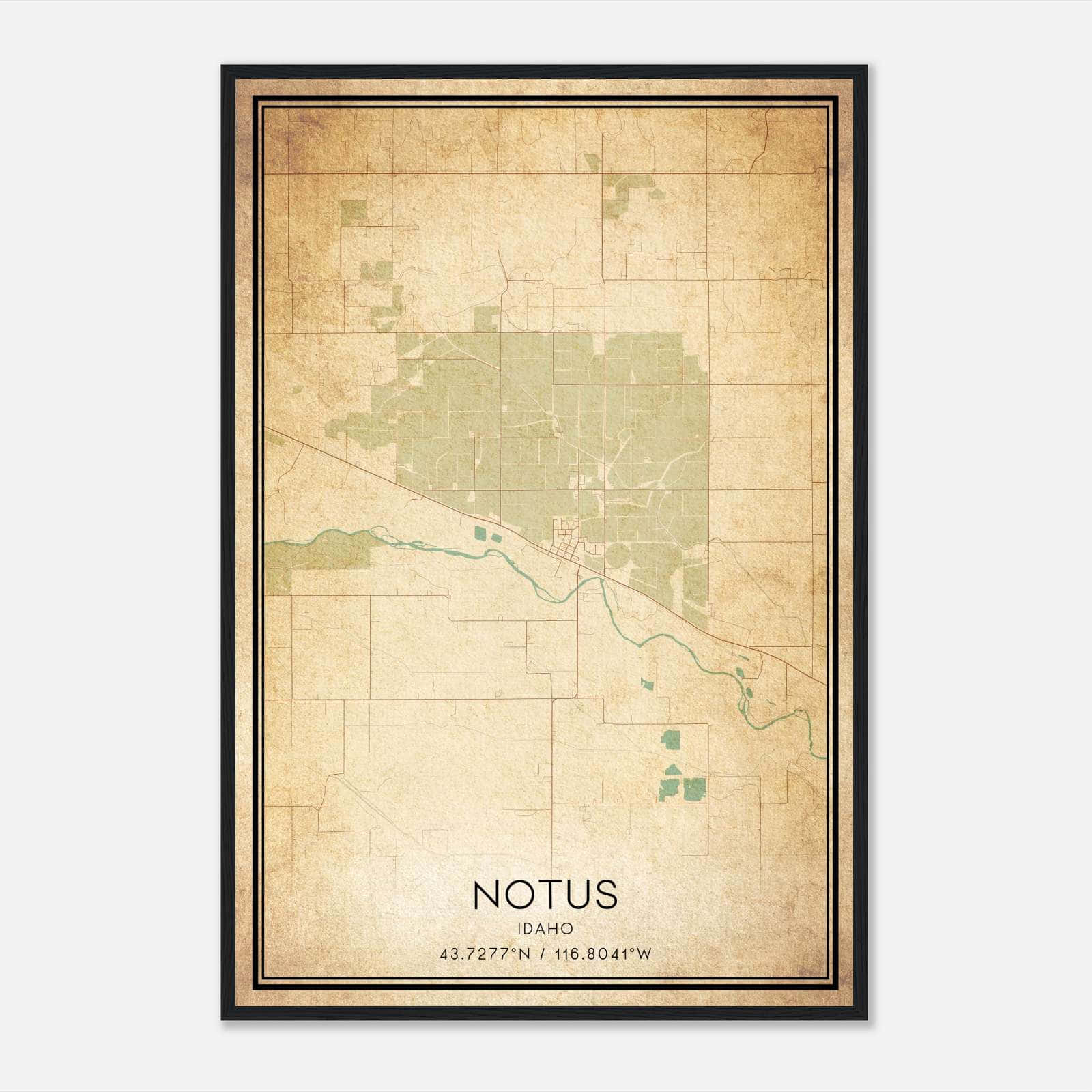 Vintage Notus Idaho Map Poster, Notus ID City Road Wall Art Print ...