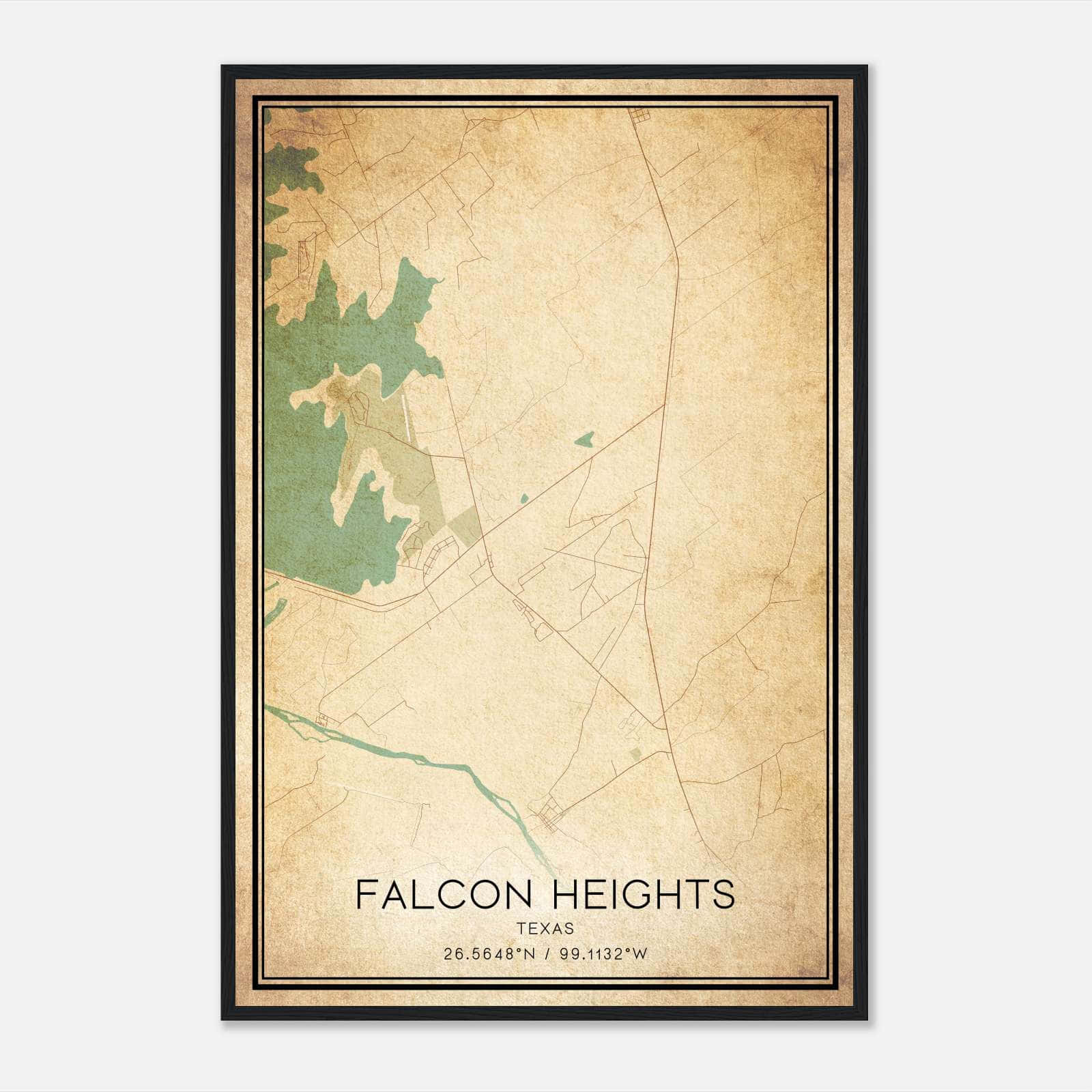Vintage Falcon Heights Texas Map Poster, Falcon Heights TX City Road ...