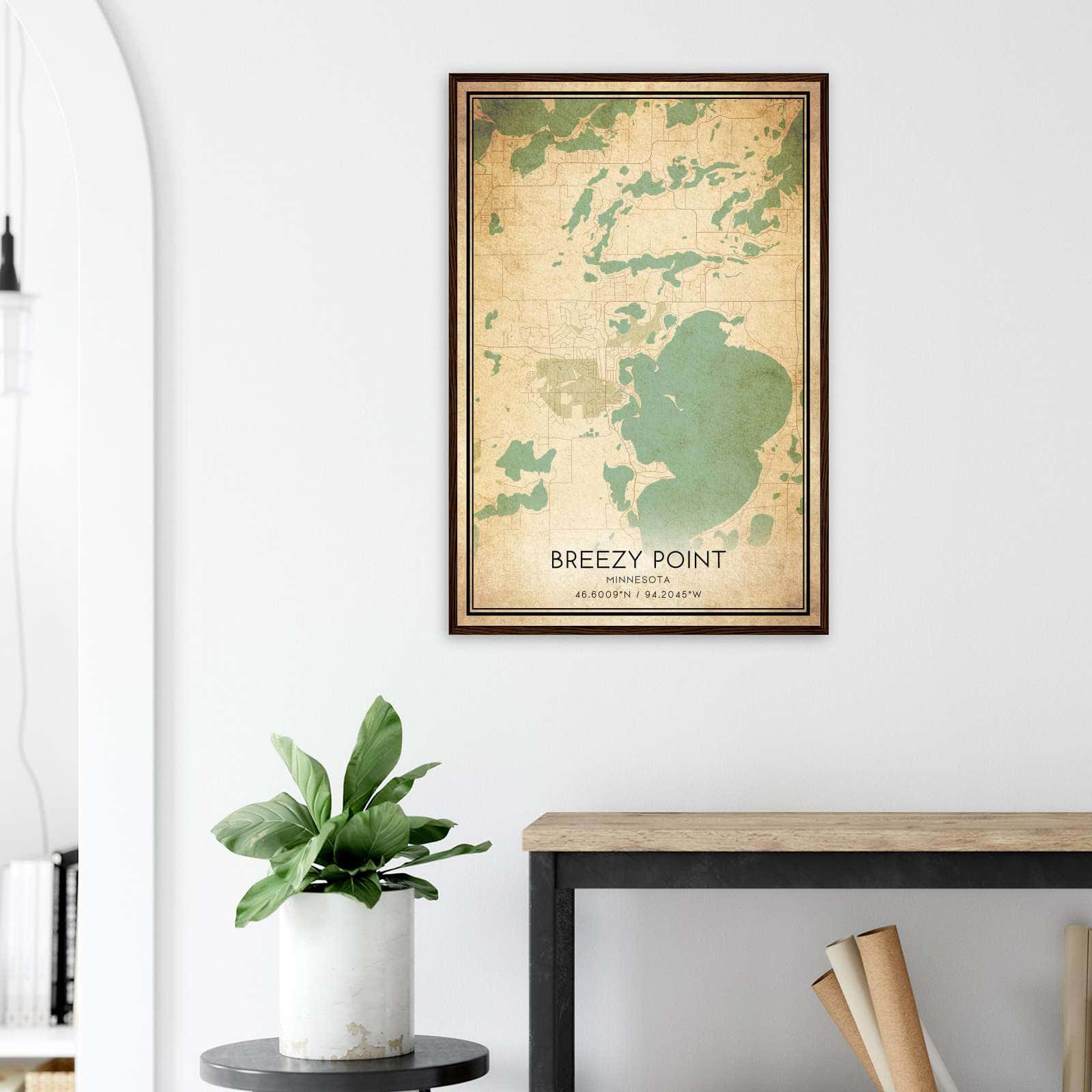 Vintage Breezy Point Minnesota Map Poster, Breezy Point MN City Road ...