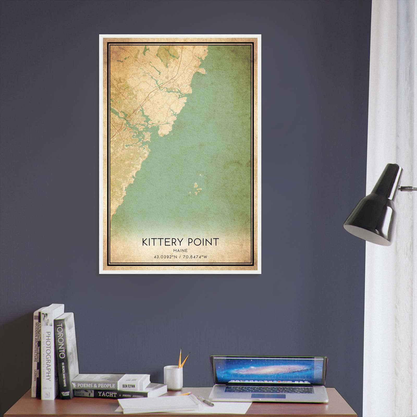 Vintage Kittery Point Maine Map Poster, Kittery Point ME City Road Wall Art Print - Custom Maps ...