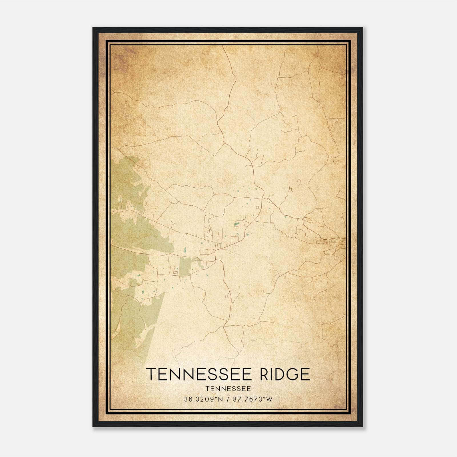 Vintage Tennessee Ridge Tennessee Map Poster, Tennessee Ridge TN City ...