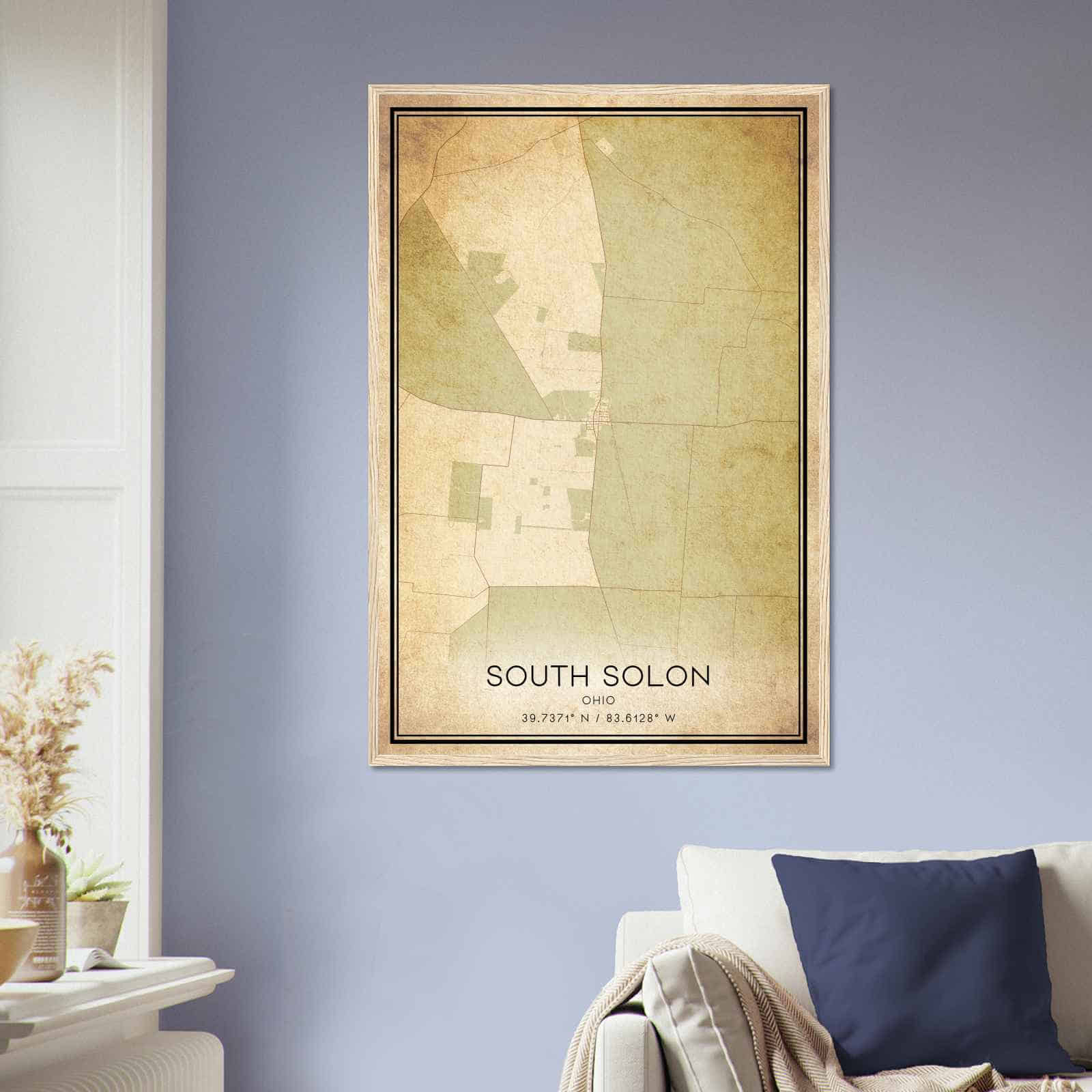 Vintage South Solon Ohio Map Poster, South Solon OH City Road Wall Art ...