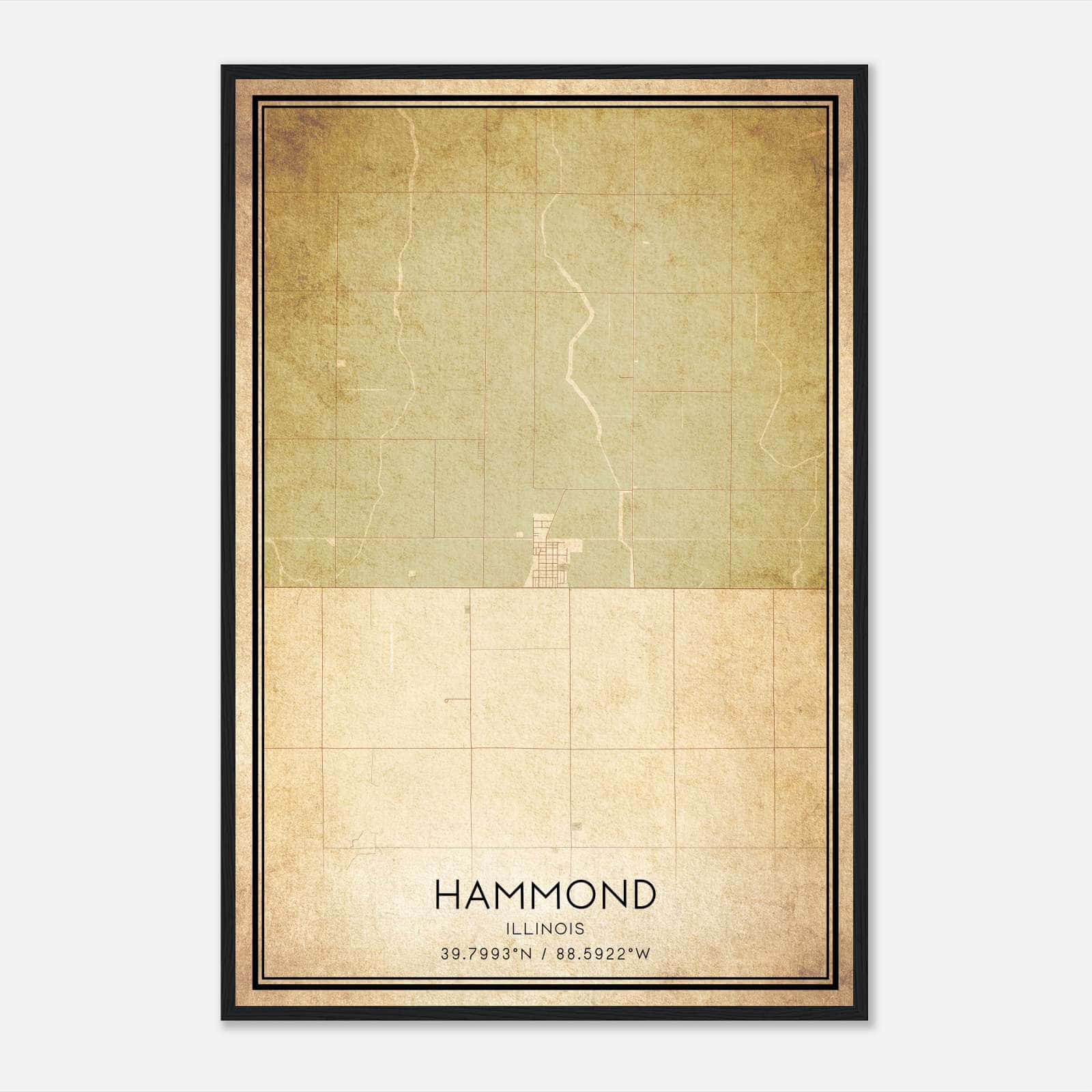 Vintage Hammond Illinois Map Poster, Hammond IL City Road Wall Art ...