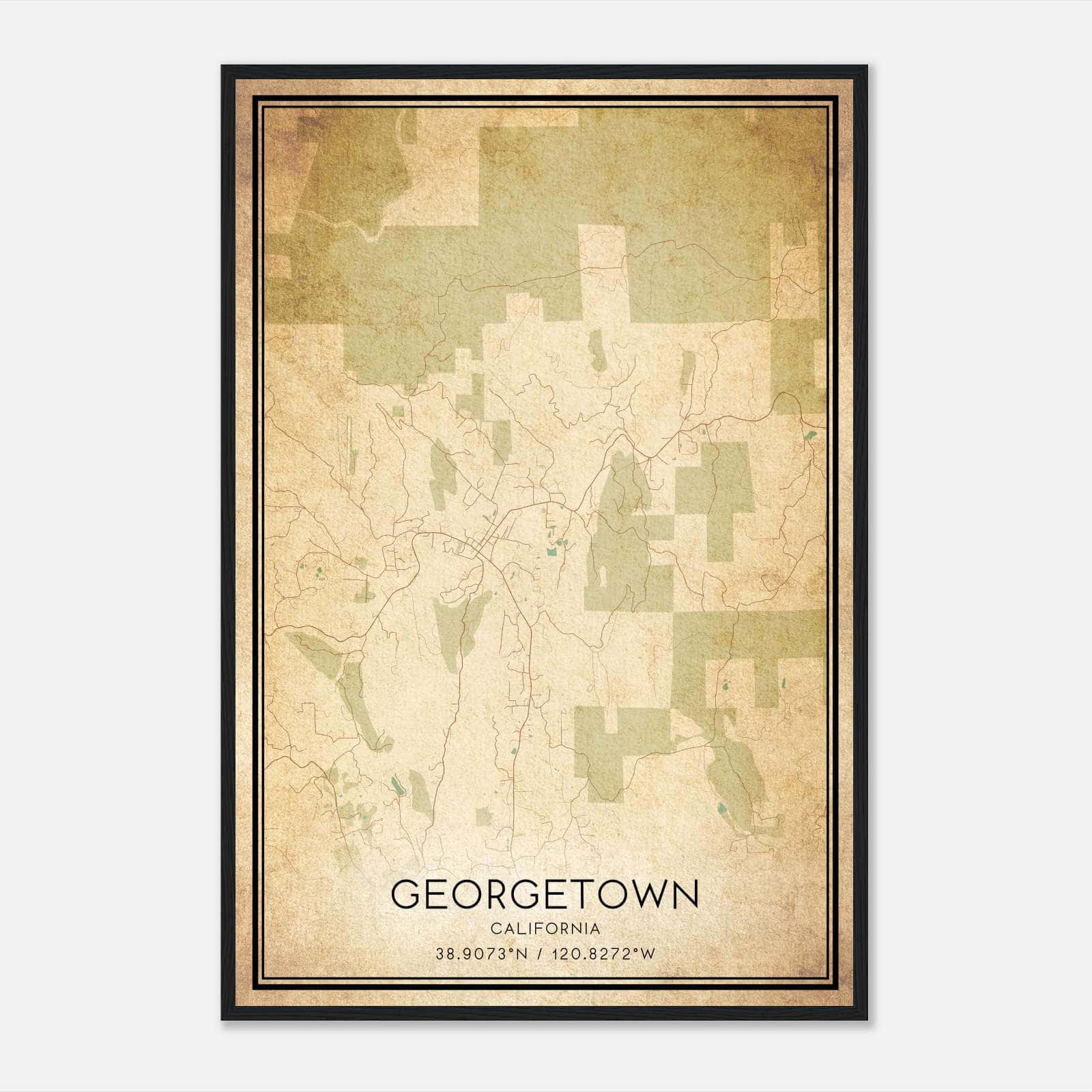 Vintage Georgetown California Map Poster, Georgetown CA City Road Wall ...