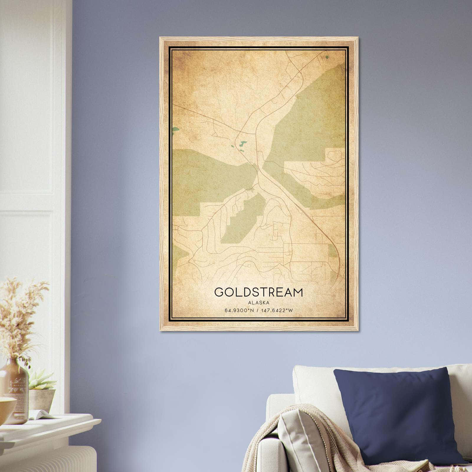 Vintage Goldstream Alaska Map Poster, Goldstream AK City Road Wall Art ...