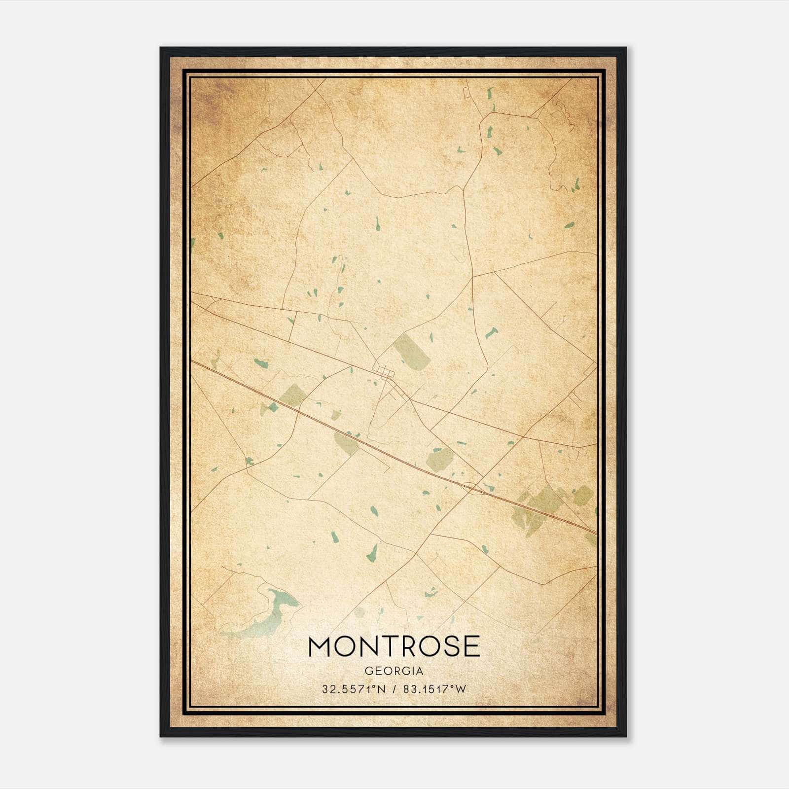Vintage Montrose Georgia Map Poster, Montrose GA City Road Wall Art ...