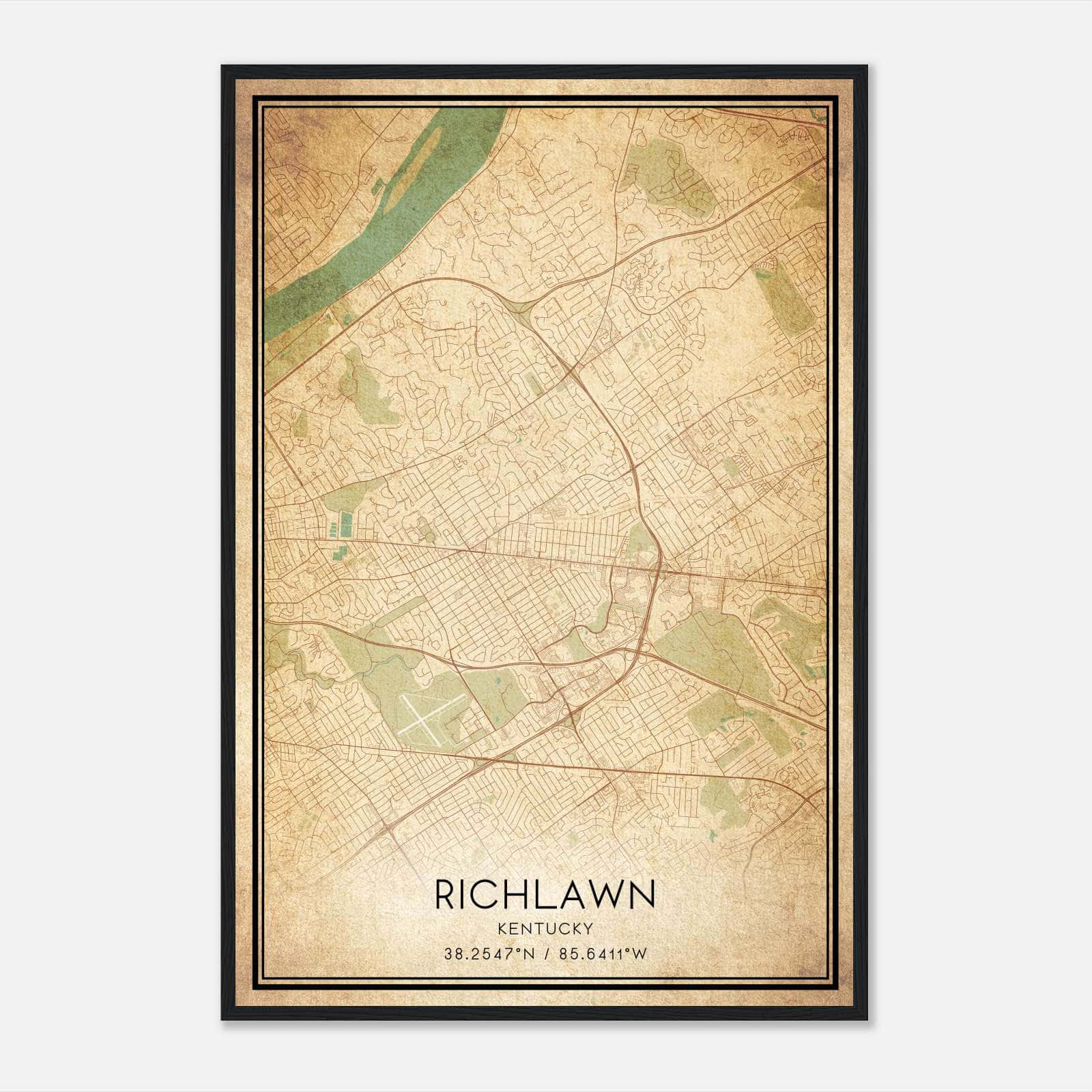 Vintage Richlawn Kentucky Map Poster, Richlawn KY City Road Wall Art ...