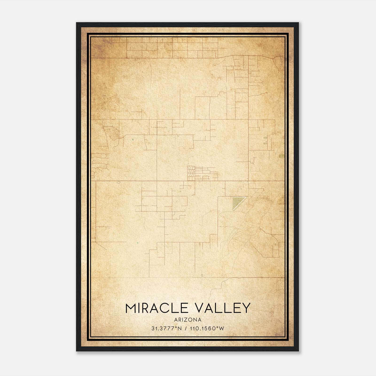 Vintage Miracle Valley Arizona Map Poster, Miracle Valley AZ City Road Wall Art Print - Custom ...