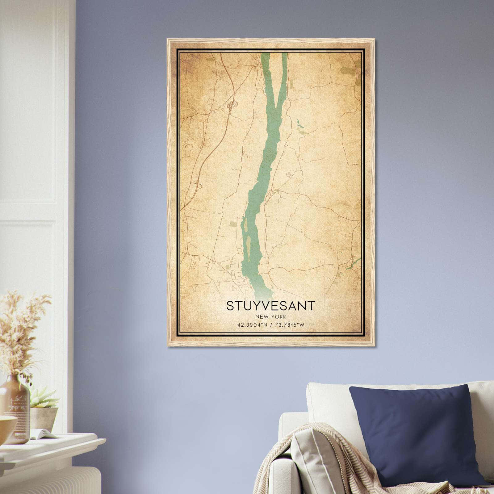 Vintage Stuyvesant New York Map Poster, Stuyvesant NY City Road Wall ...