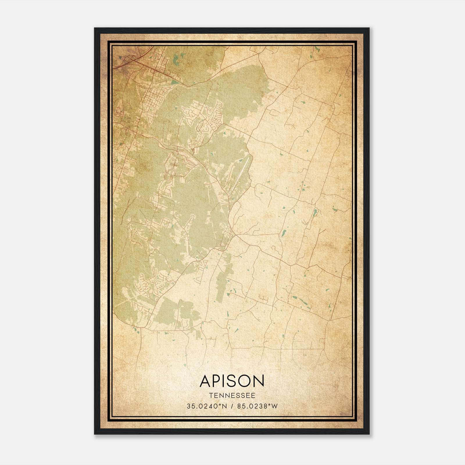 Vintage Apison Tennessee Map Poster, Apison TN City Road Wall Art Print ...
