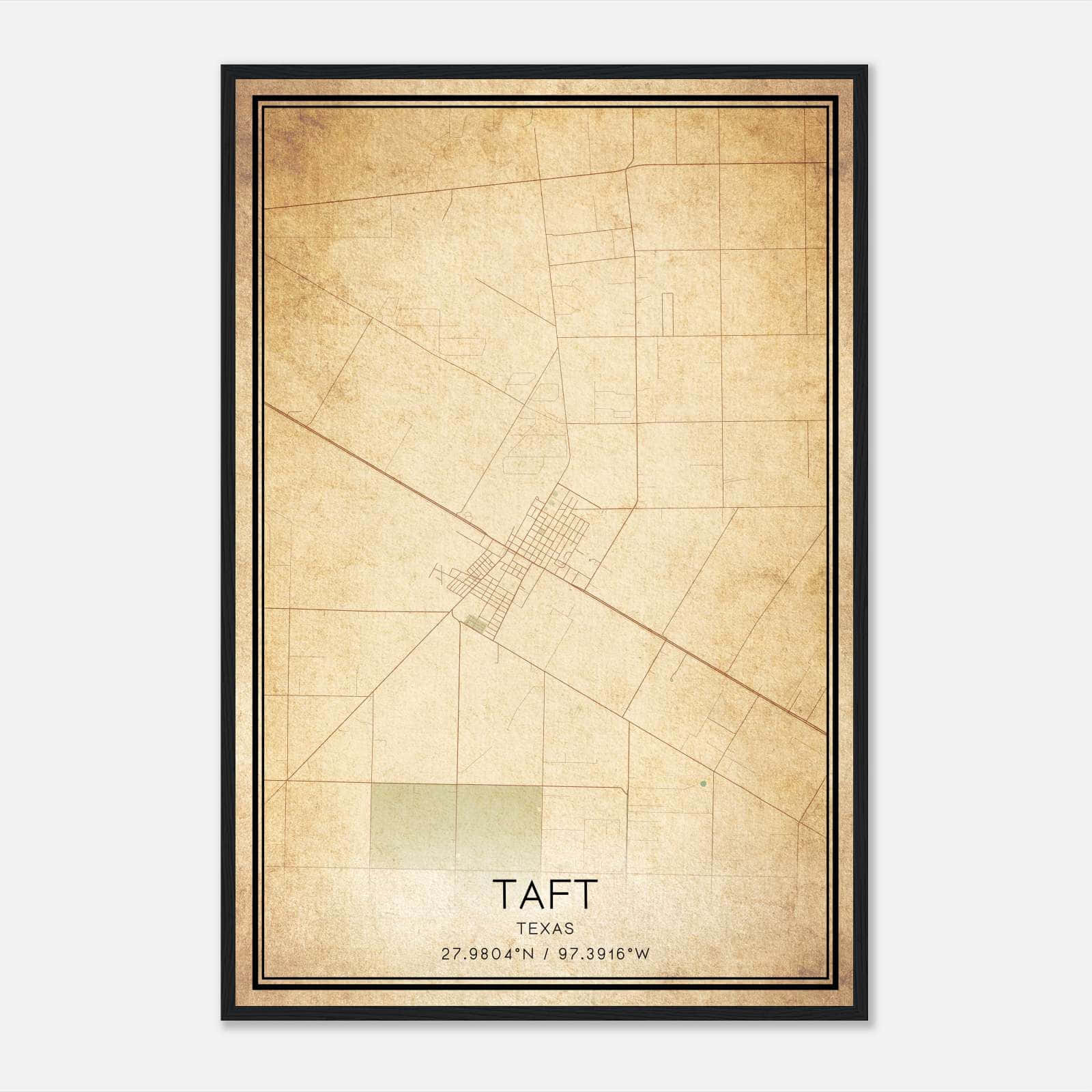 Vintage Taft Texas Map Poster, Taft TX City Road Wall Art Print ...