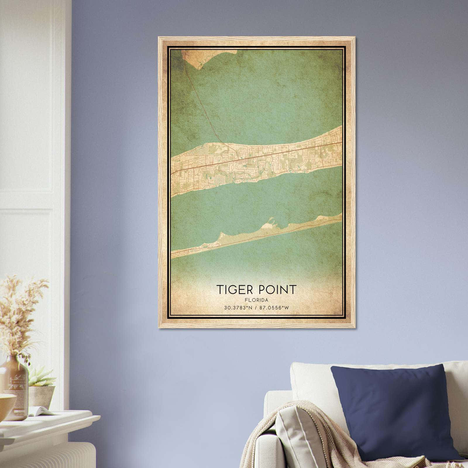 Vintage Tiger Point Florida Map Poster, Tiger Point FL City Road Wall ...