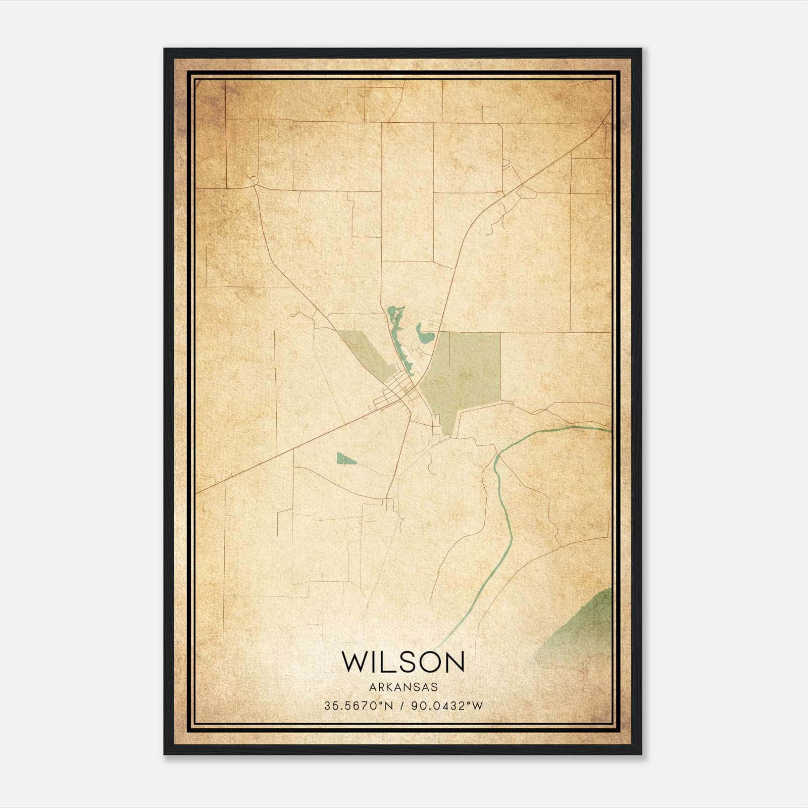 Vintage Wilson Arkansas Map Poster, Wilson AR City Road Wall Art Print ...