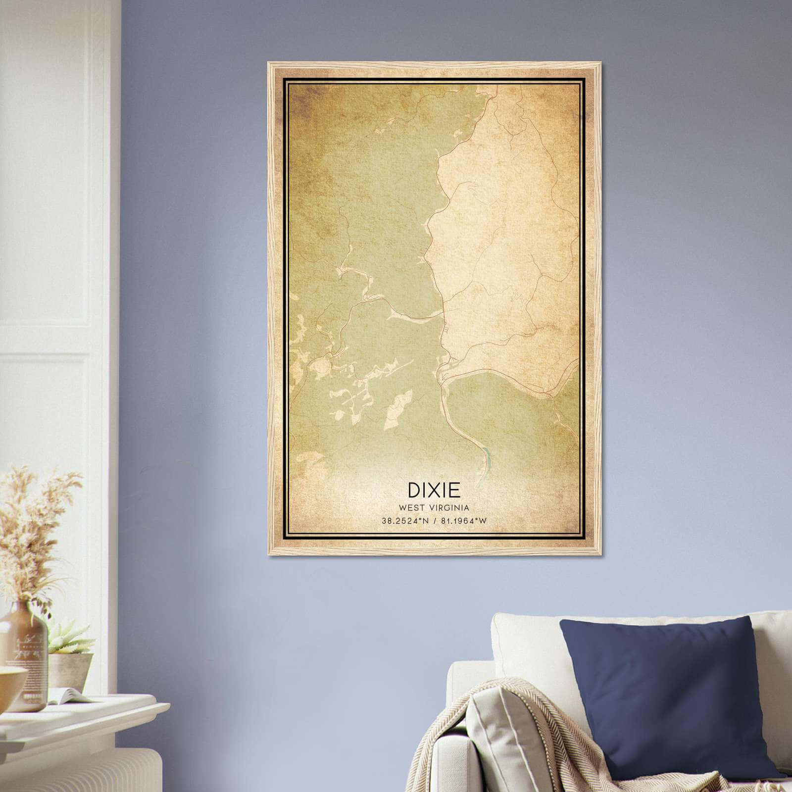 Vintage Dixie West Virginia Map Poster, Dixie WV City Road Wall Art ...
