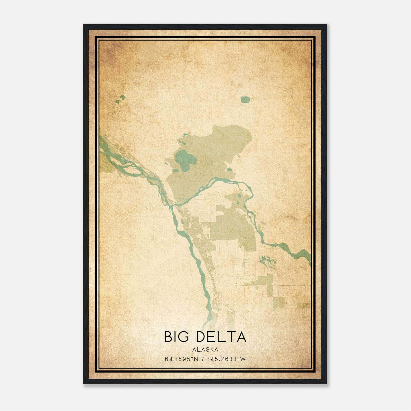 Vintage Big Delta Alaska Map Poster, Big Delta AK City Road Wall Art ...