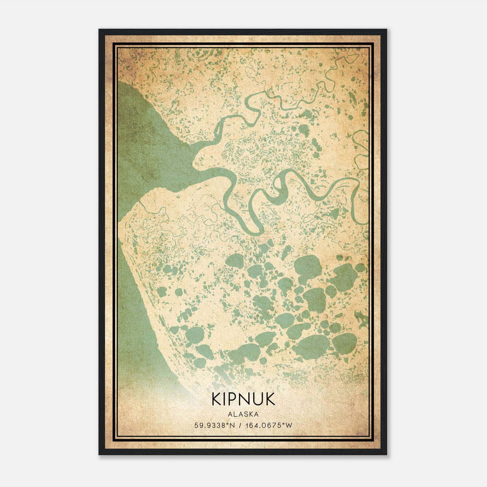 Vintage Kipnuk Alaska Map Poster, Kipnuk AK City Road Wall Art Print ...