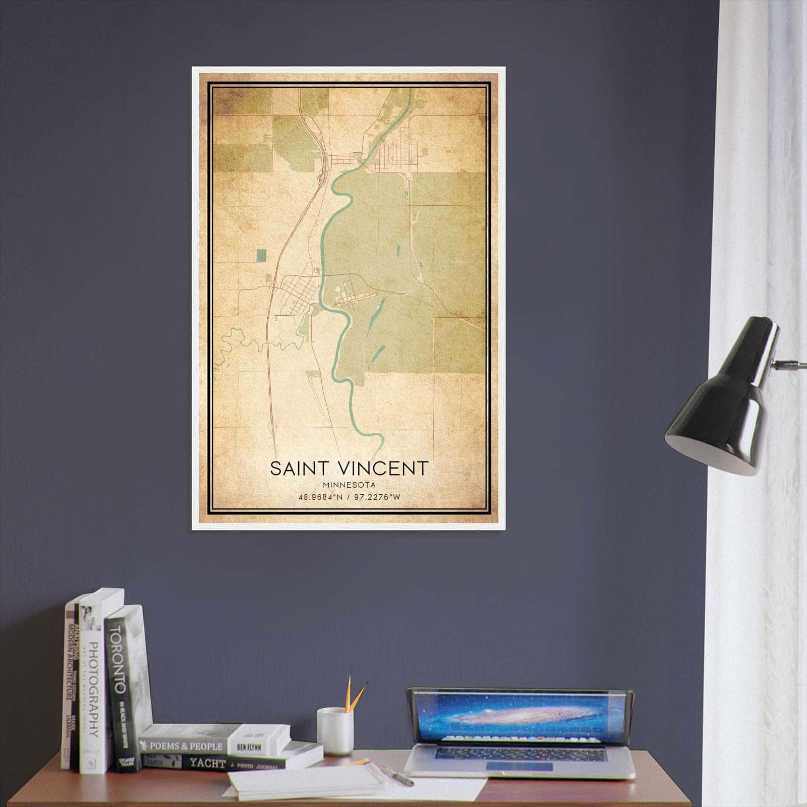 Vintage Saint Vincent Minnesota Map Poster, Saint Vincent MN City Road ...