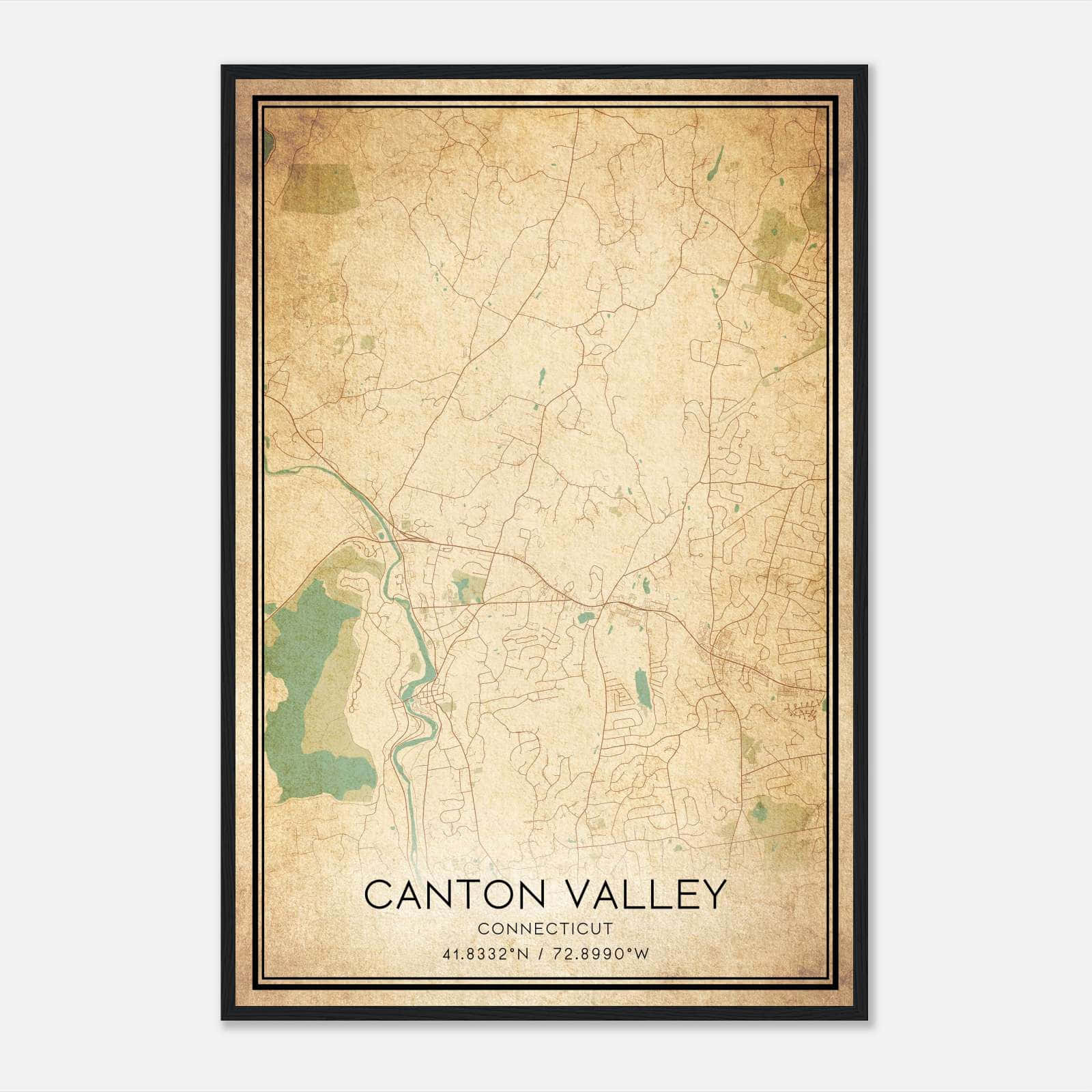 Vintage Canton Valley Connecticut Map Poster, Canton Valley CT City ...