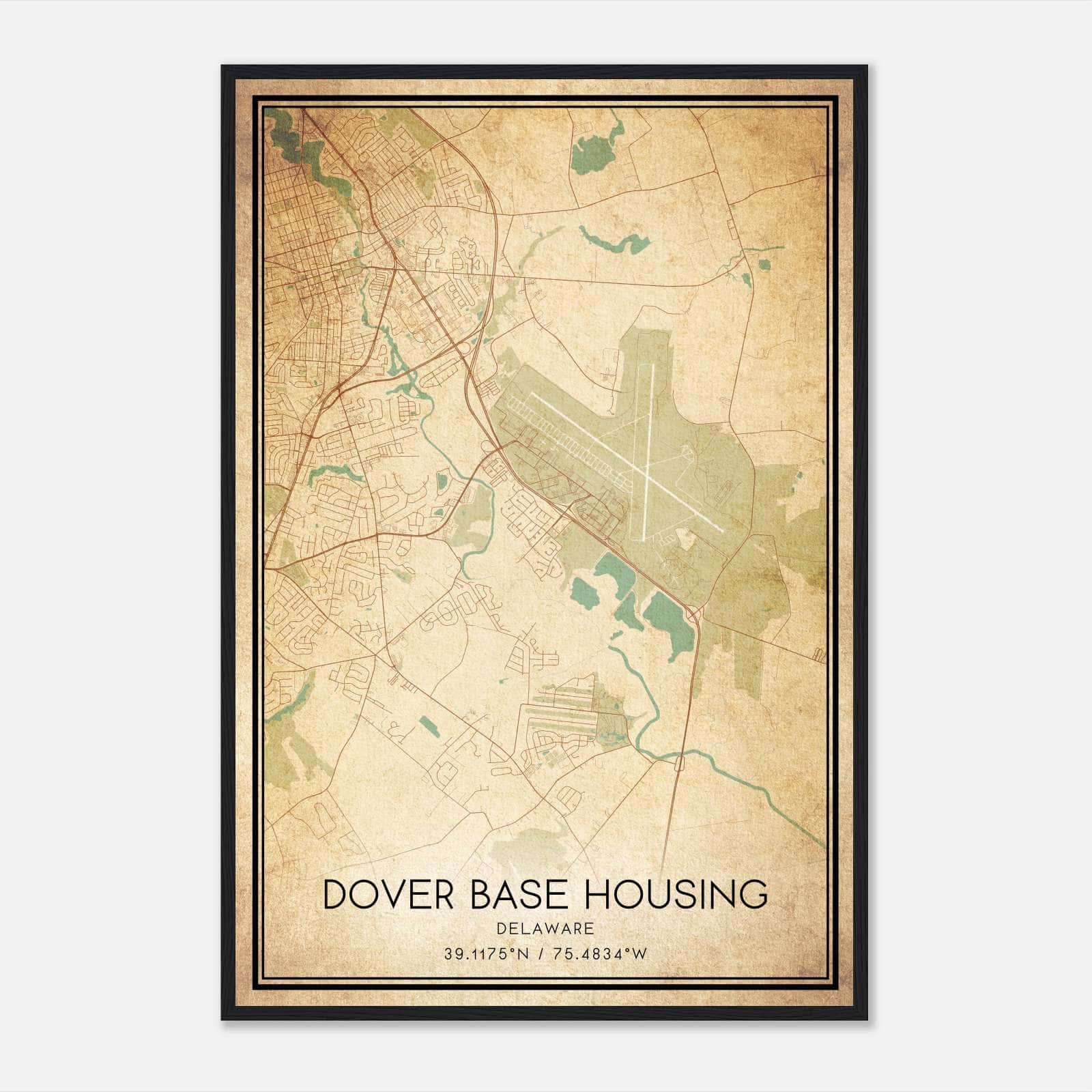 Vintage Dover Base Housing Delaware Map Poster, Dover Base Housing DE ...