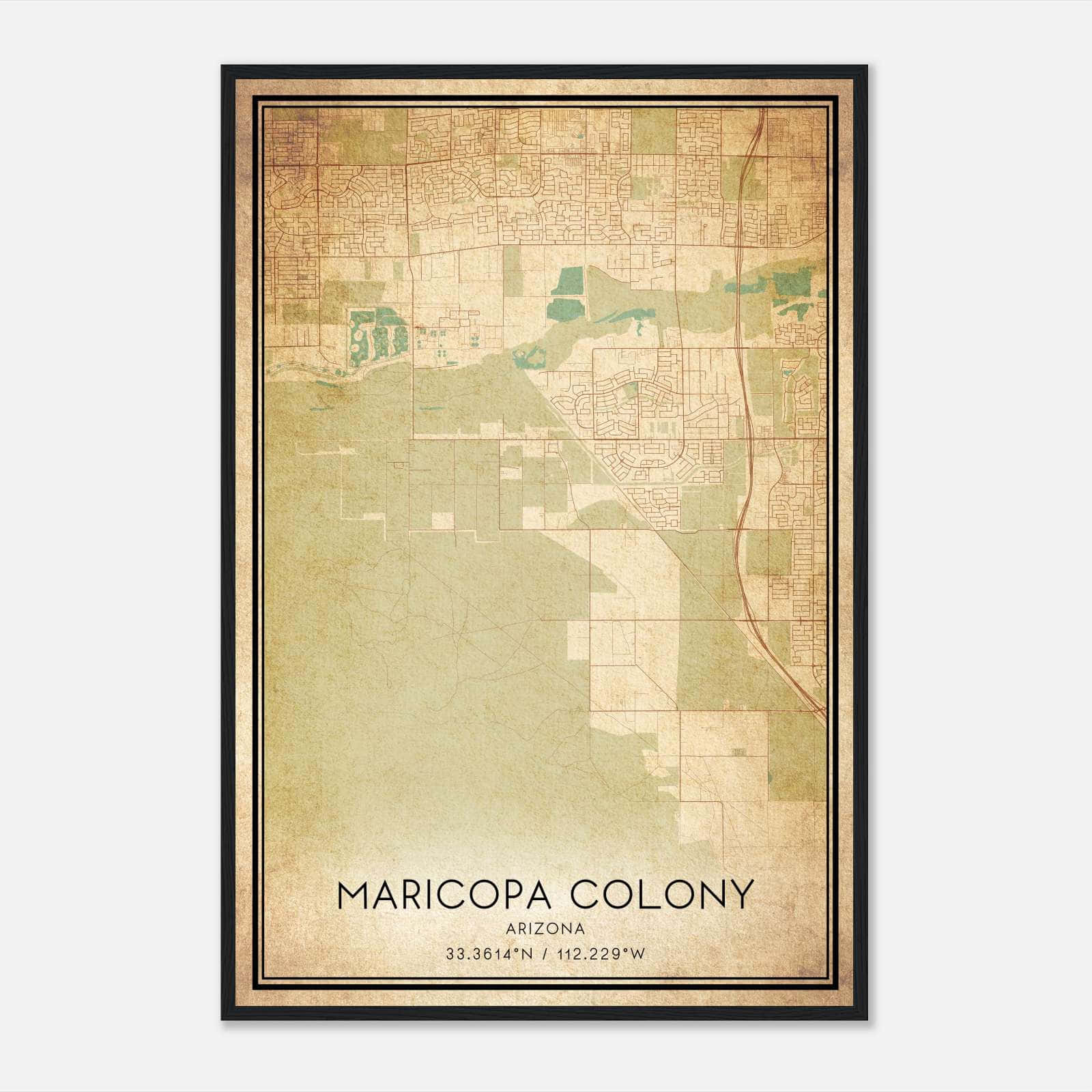 Vintage Maricopa Colony Arizona Map Poster, Maricopa Colony AZ City ...