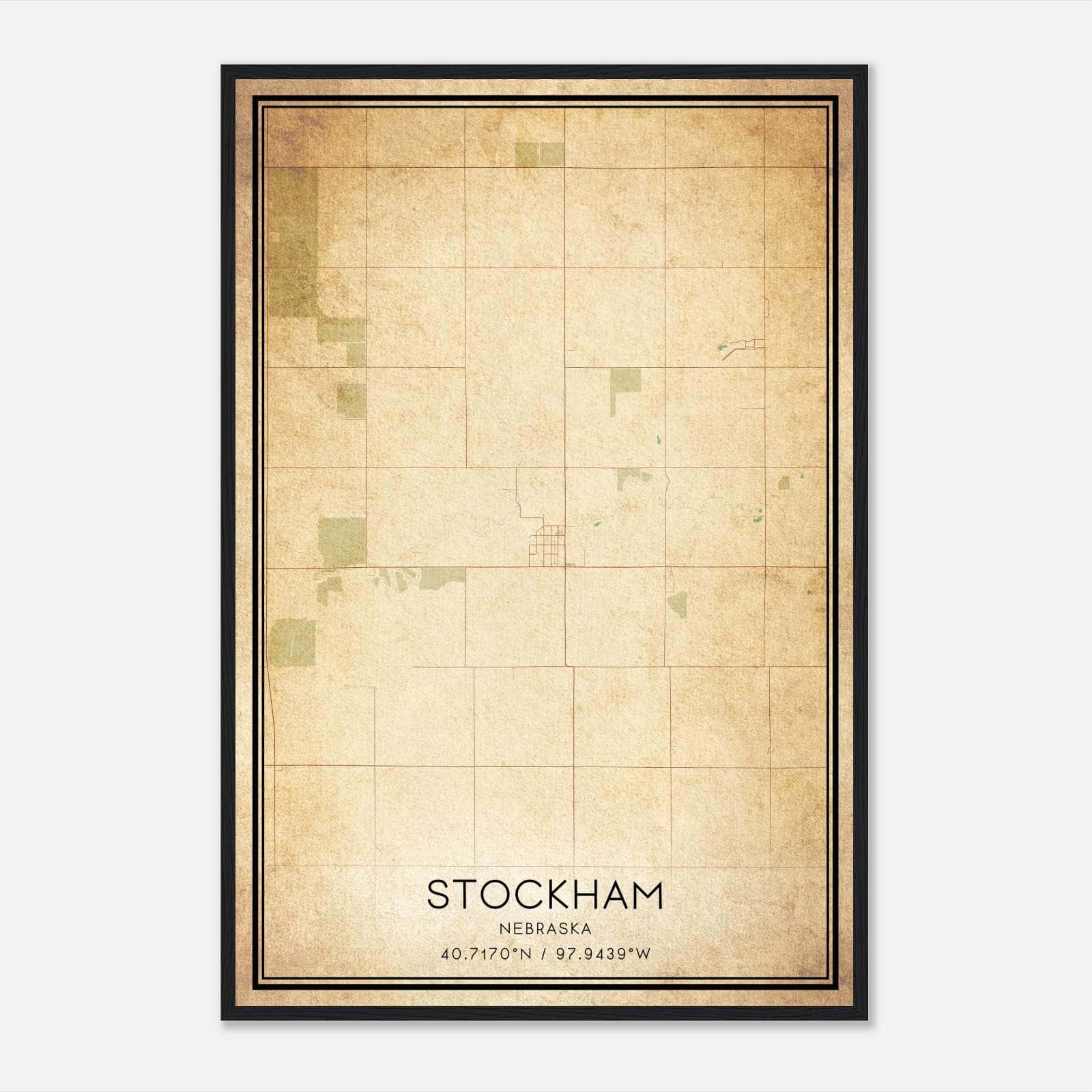 Vintage Stockham Nebraska Map Poster, Stockham NE City Road Wall Art ...