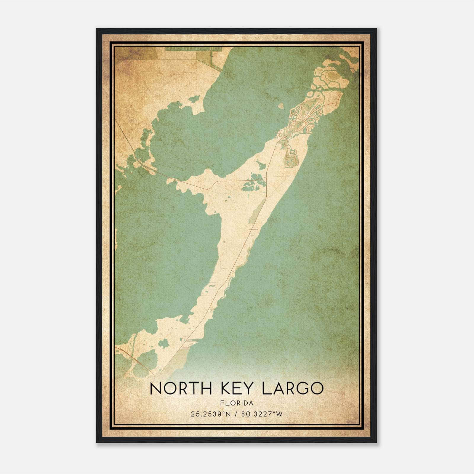 Vintage North Key Largo Florida Map Poster, North Key Largo FL City ...