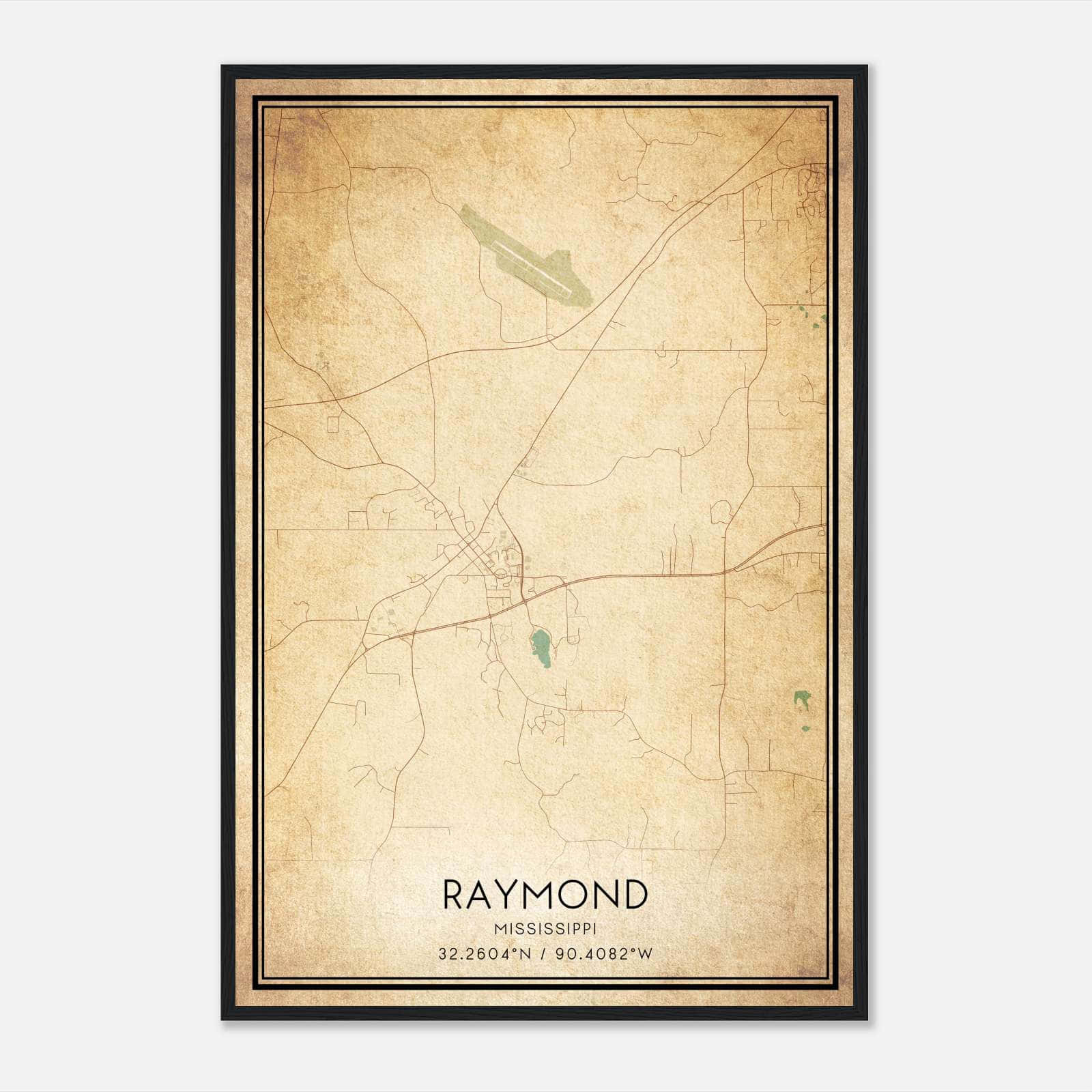 Vintage Raymond Mississippi Map Poster, Raymond MS City Road Wall Art ...