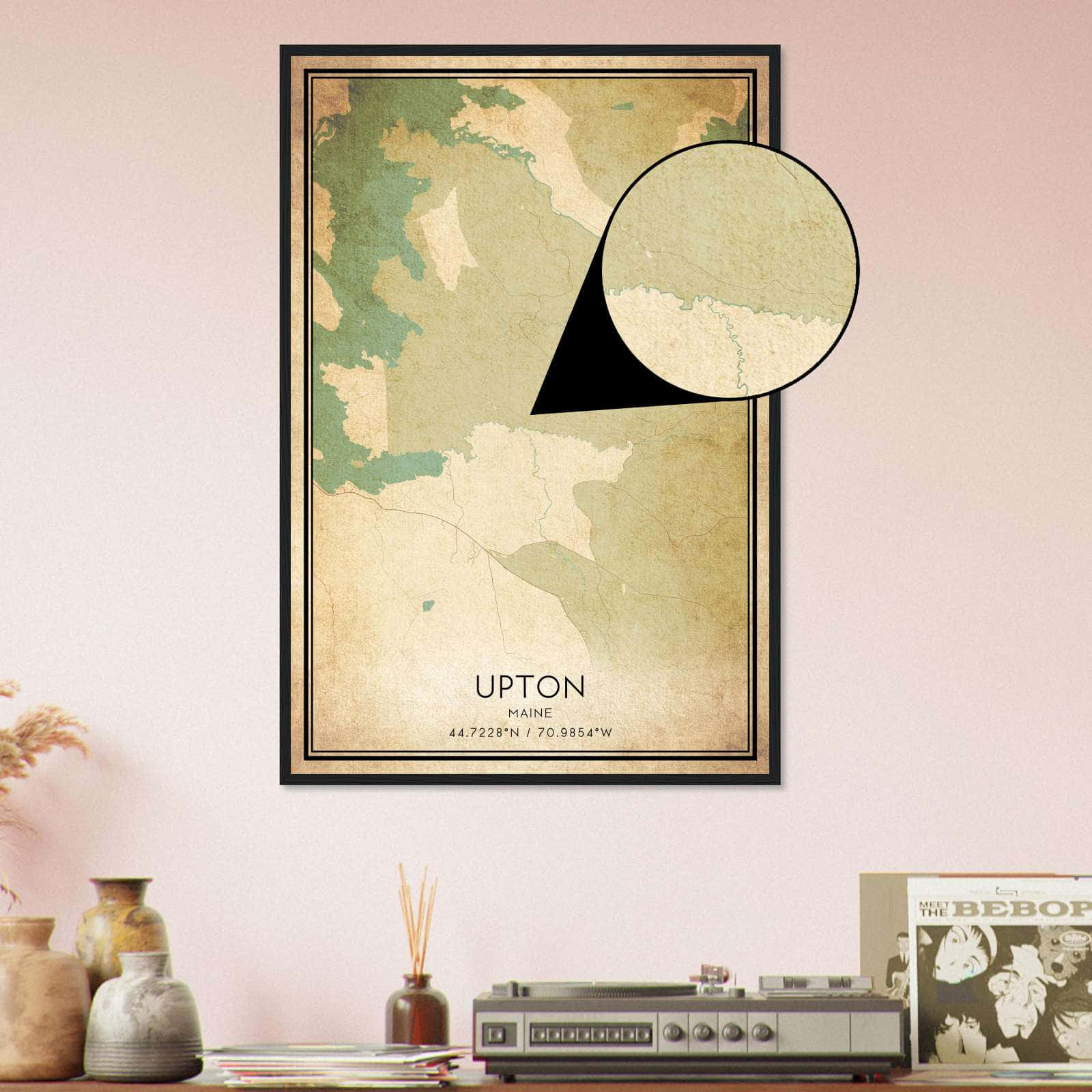 Vintage Upton Maine Map Poster, Upton ME City Road Wall Art Print ...