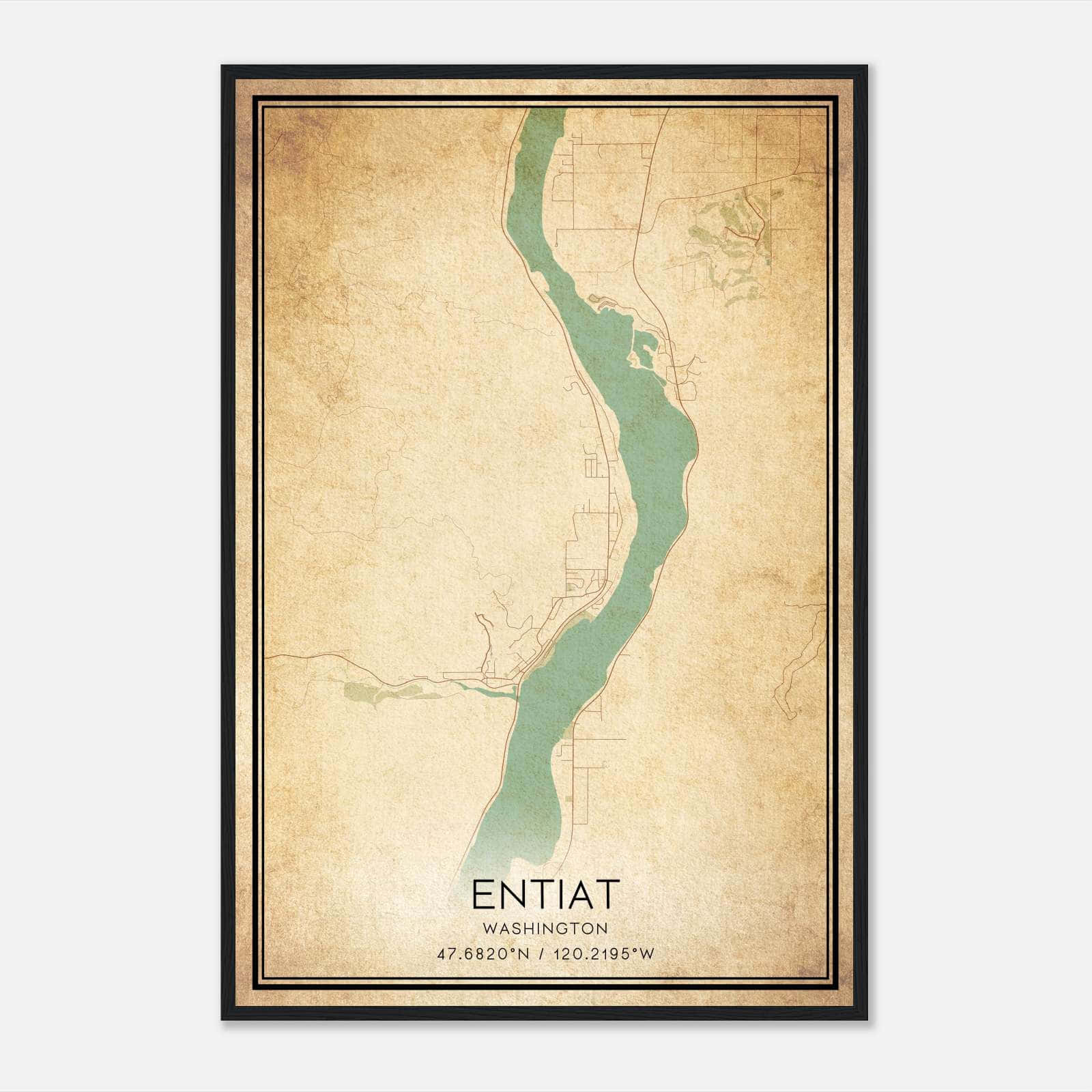 Vintage Entiat Washington Map Poster, Entiat WA City Road Wall Art ...