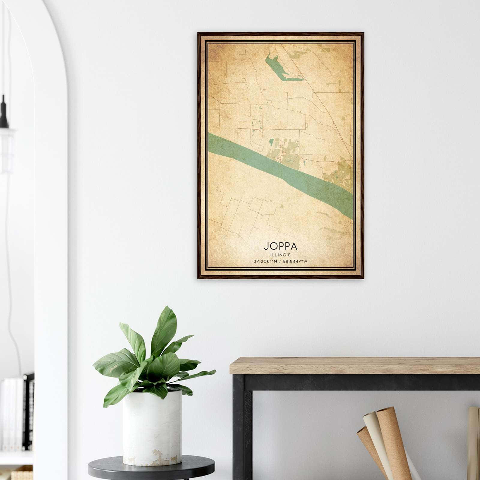 Vintage Joppa Illinois Map Poster, Joppa IL City Road Wall Art Print ...