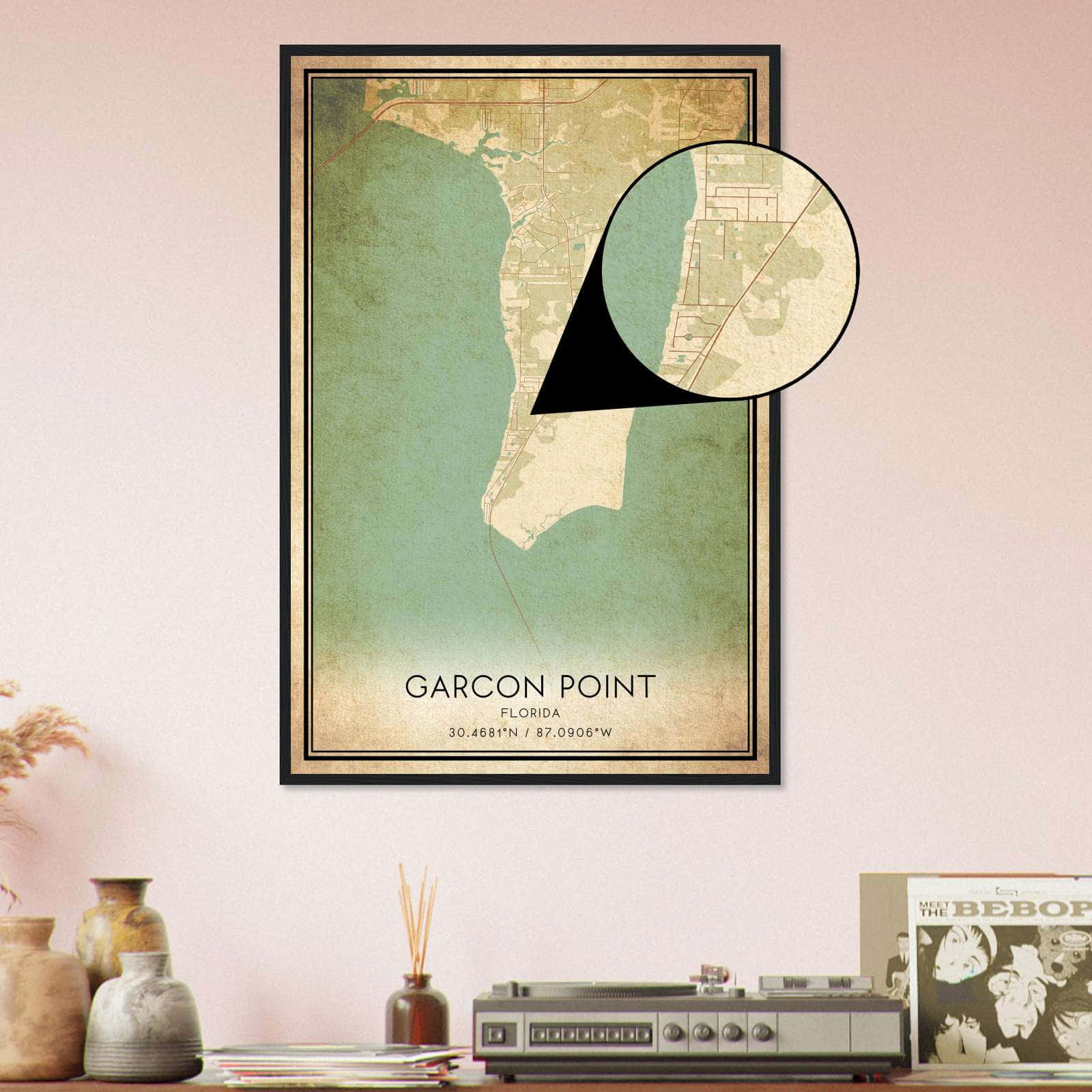 Vintage Garcon Point Florida Map Poster, Garcon Point FL City Road Wall ...