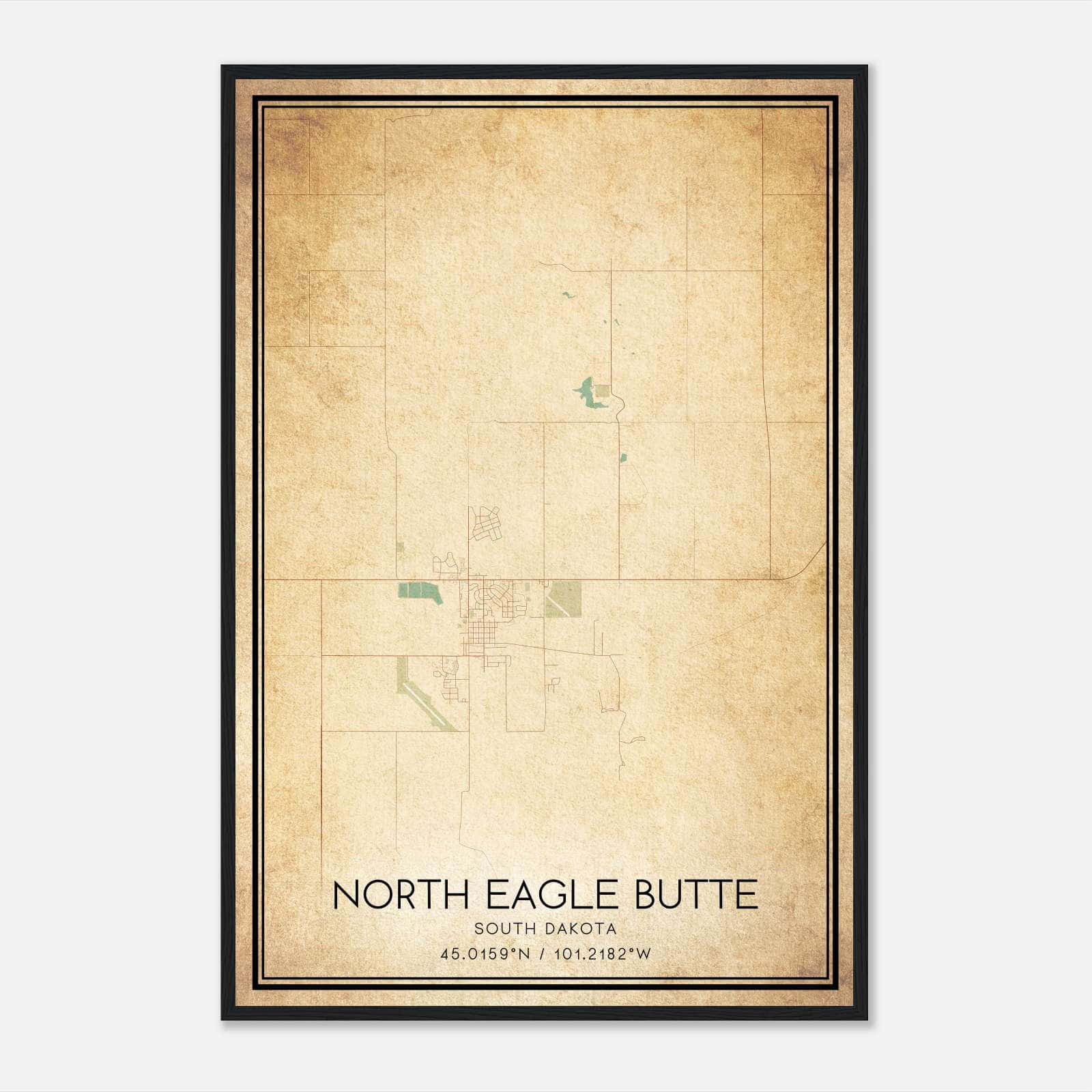 Vintage North Eagle Butte South Dakota Map Poster, North Eagle Butte SD ...