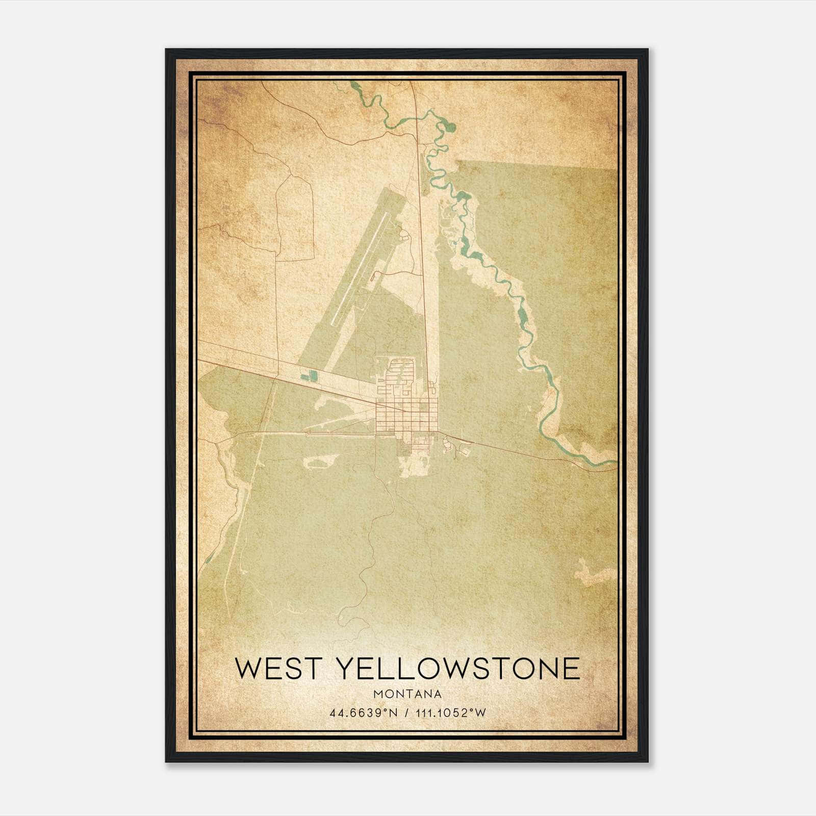 Vintage West Yellowstone Montana Map Poster, West Yellowstone MT City ...