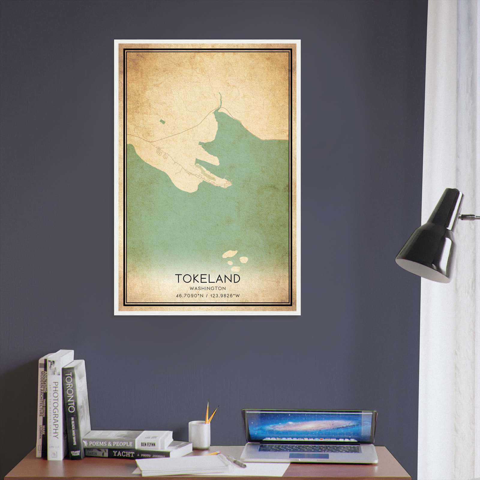 Vintage Tokeland Washington Map Poster, Tokeland WA City Road Wall Art ...
